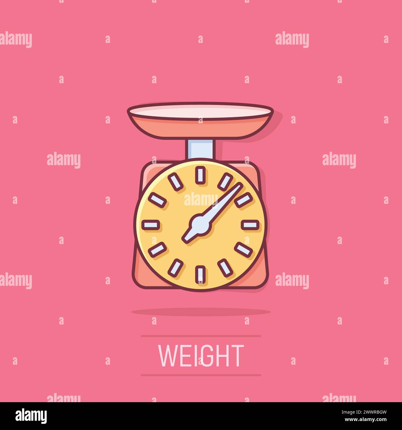 Bathroom weight scale icon in comic style. Mass measurement cartoon ...