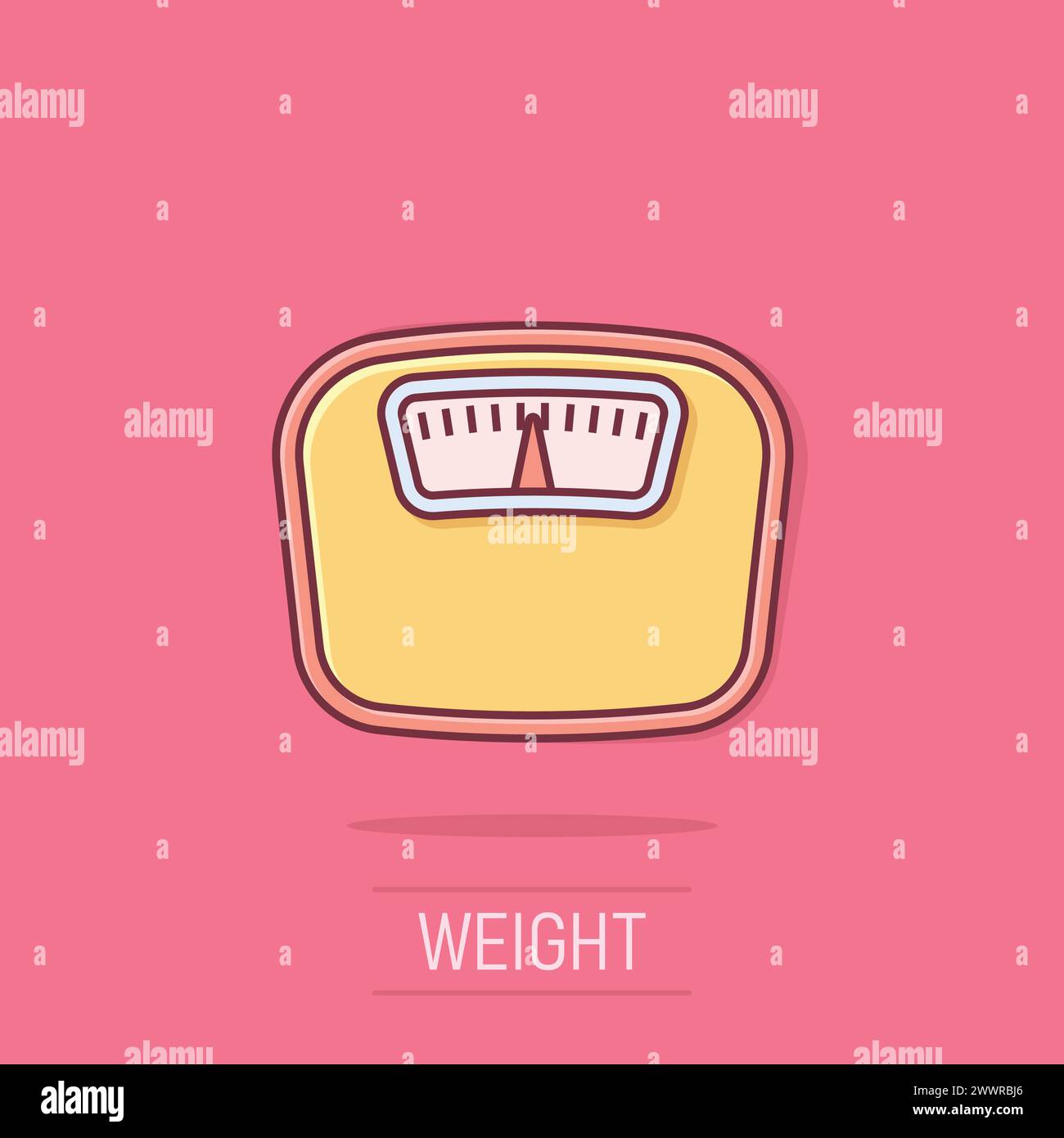 Bathroom weight scale icon in comic style. Mass measurement cartoon ...