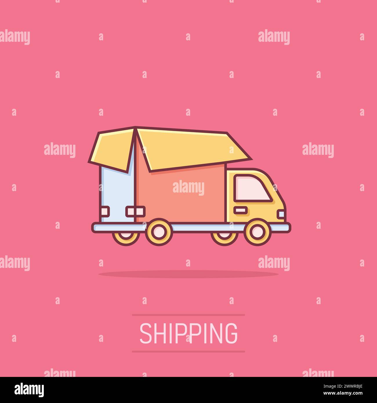 Shipping fast icon in comic style. Delivery truck cartoon vector ...