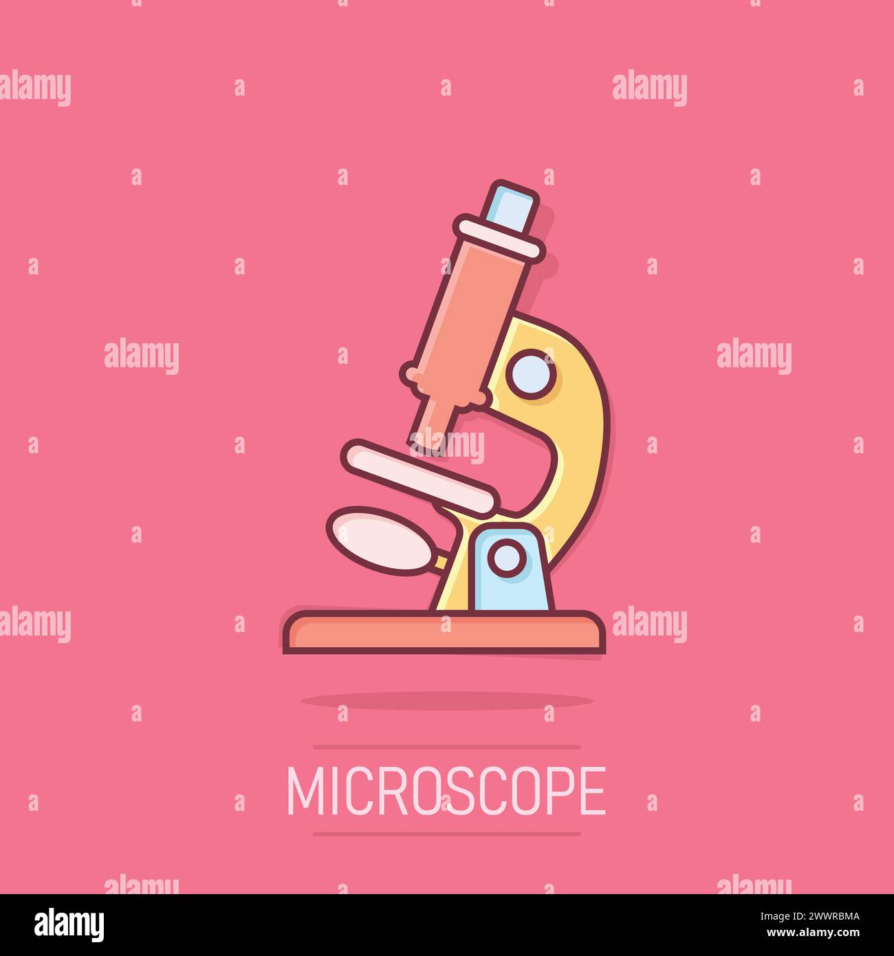 Microscope icon in comic style. Laboratory magnifier cartoon vector ...