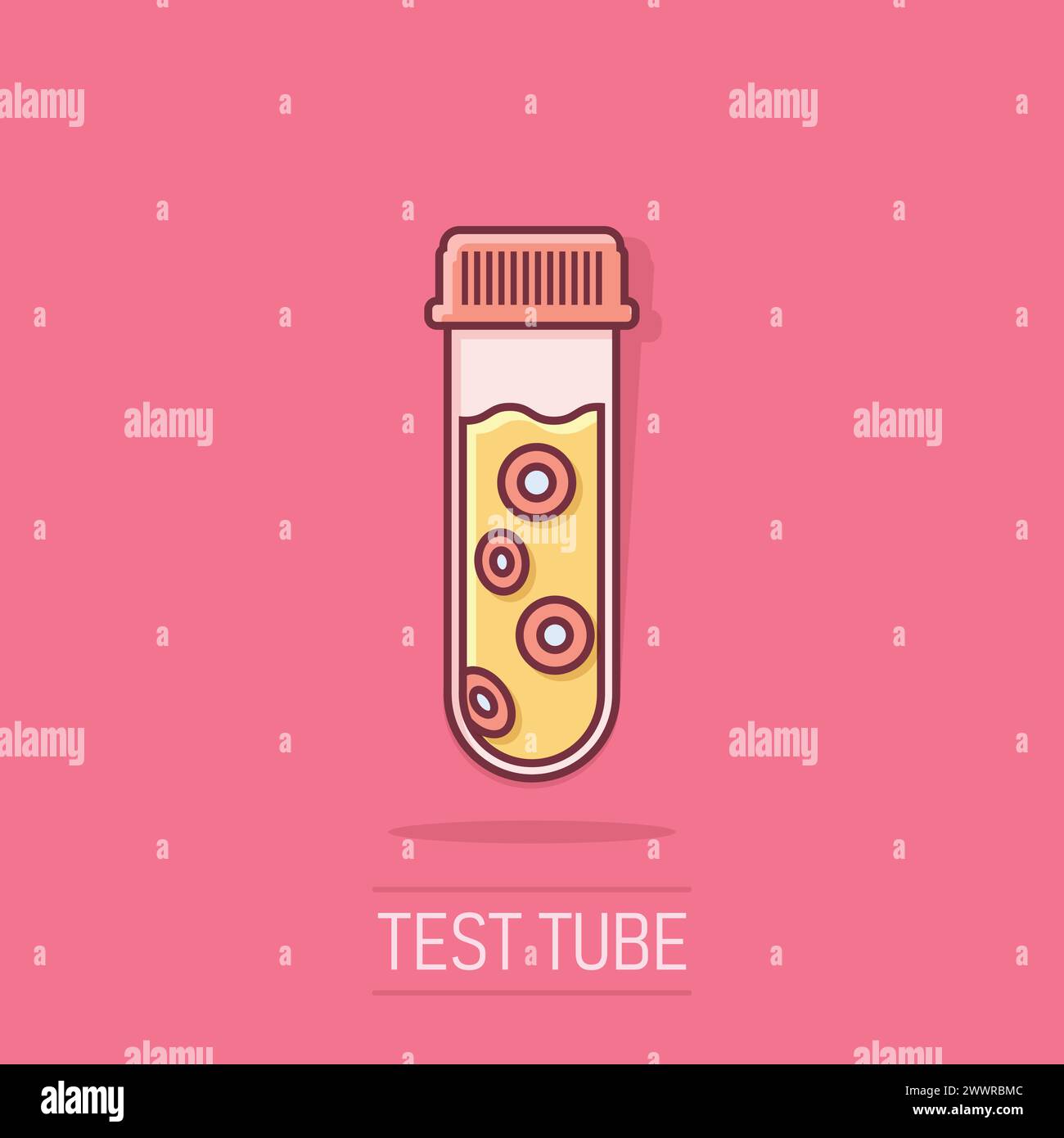Blood test tube icon in comic style. Hematology cartoon vector ...