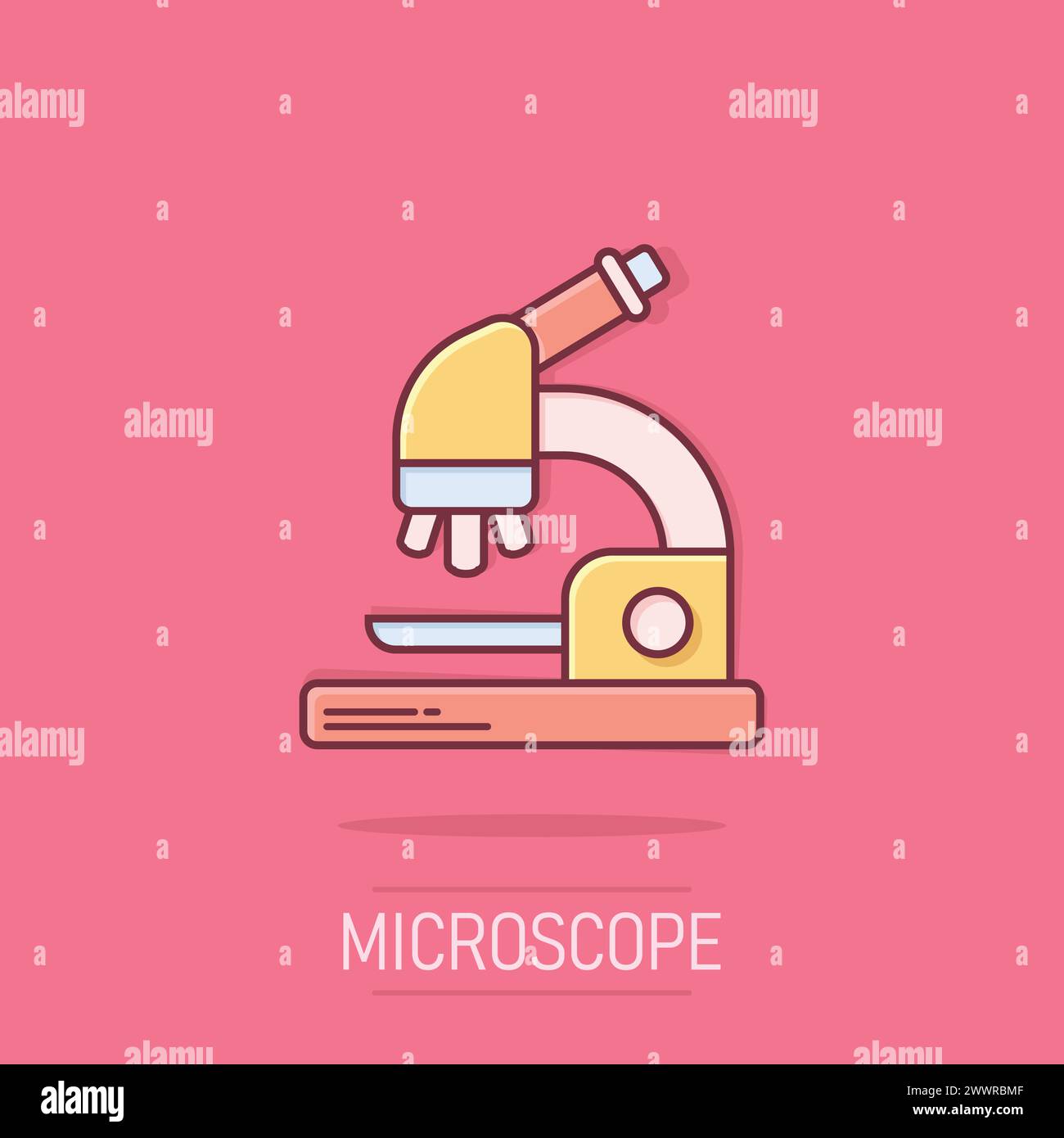 Microscope icon in comic style. Laboratory magnifier cartoon vector ...