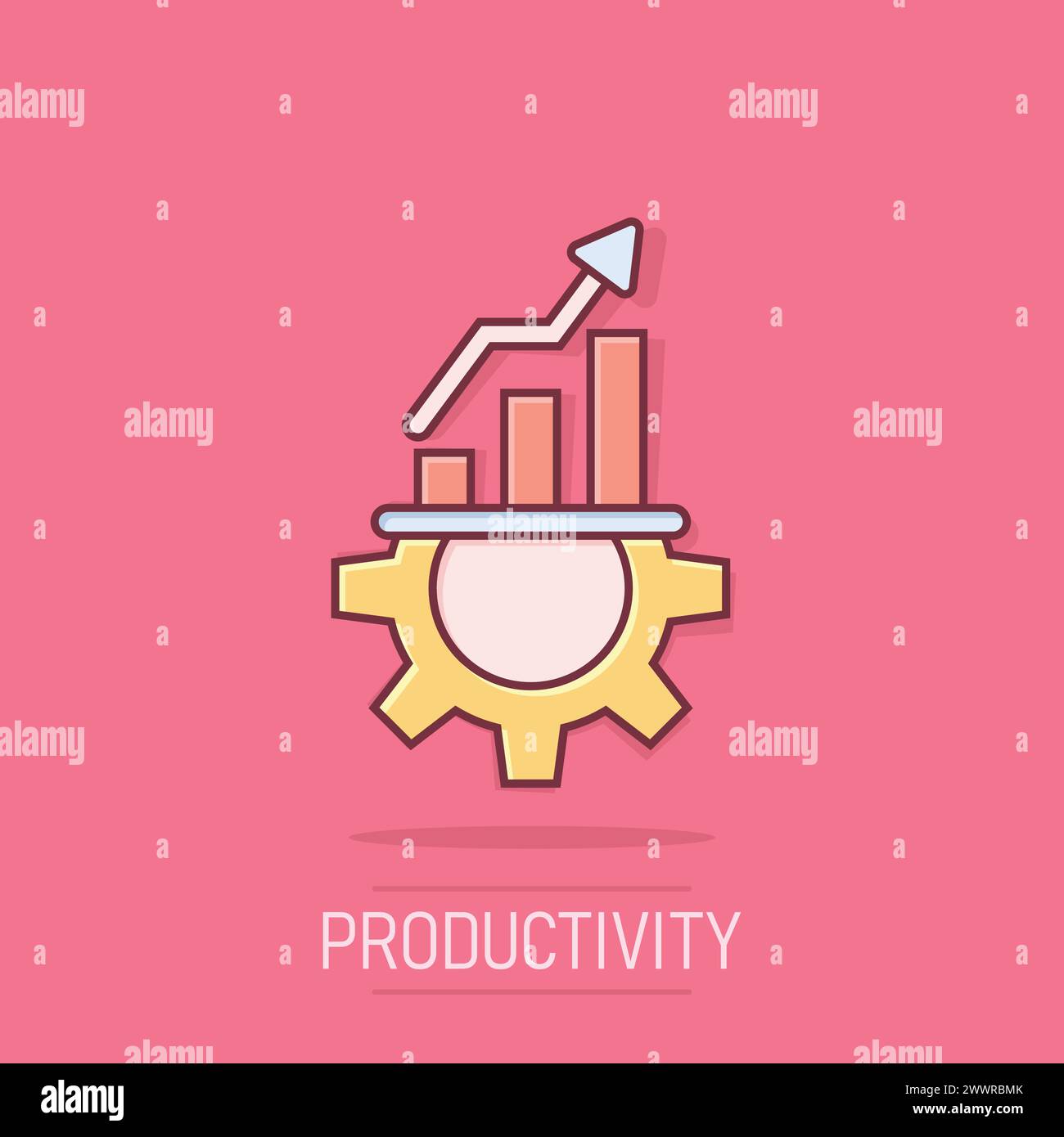 Productivity icon in comic style. Process strategy cartoon vector ...