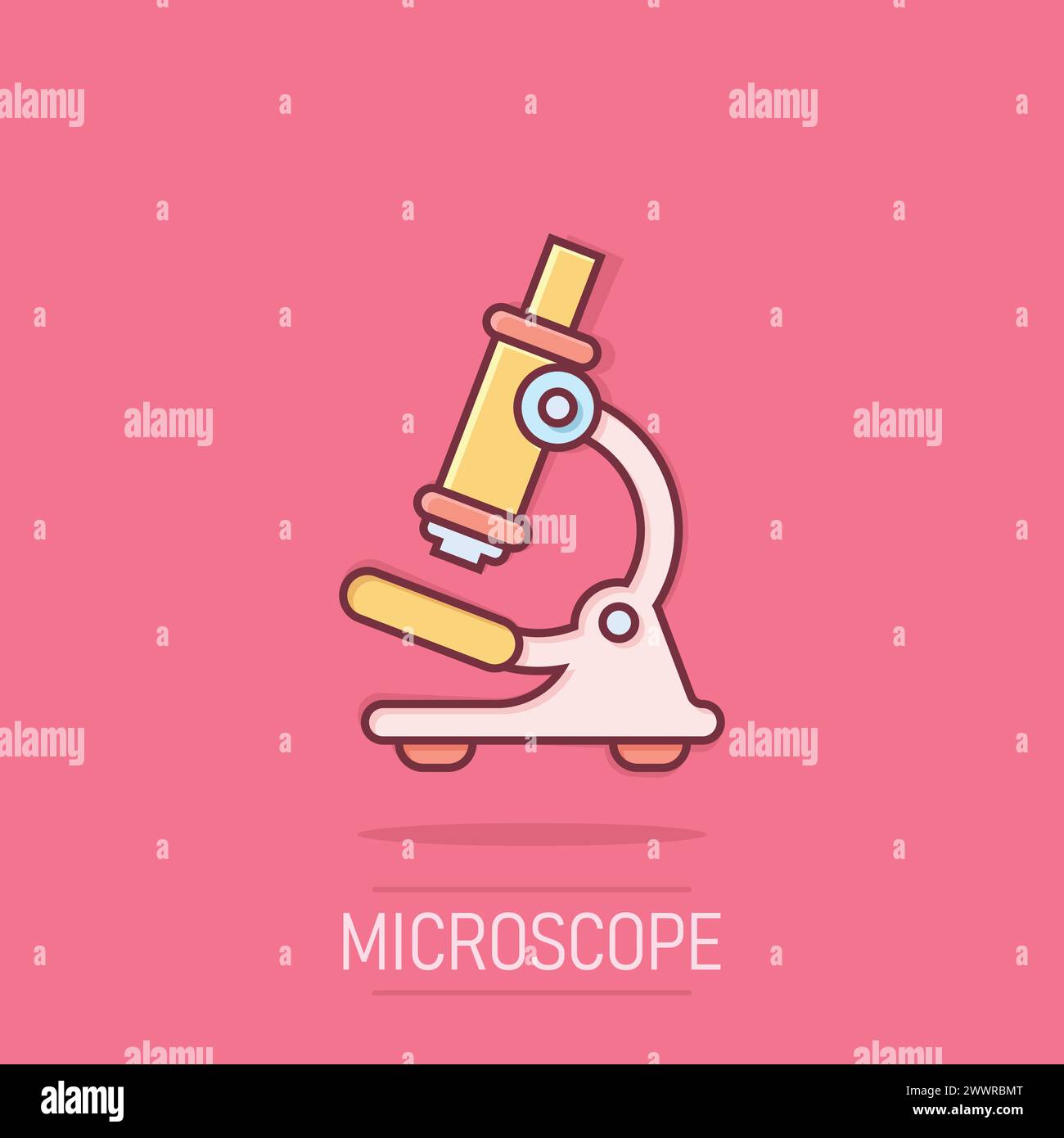 Microscope icon in comic style. Laboratory magnifier cartoon vector ...