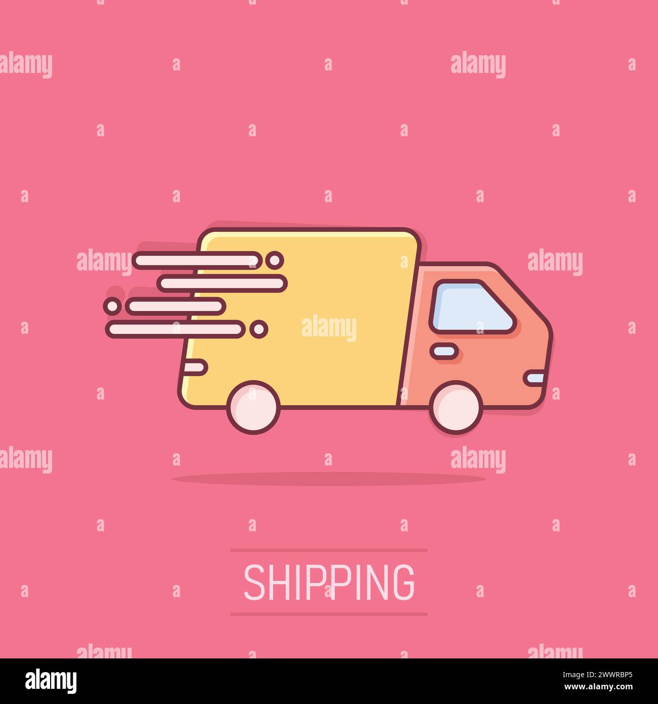 Shipping fast icon in comic style. Delivery truck cartoon vector ...