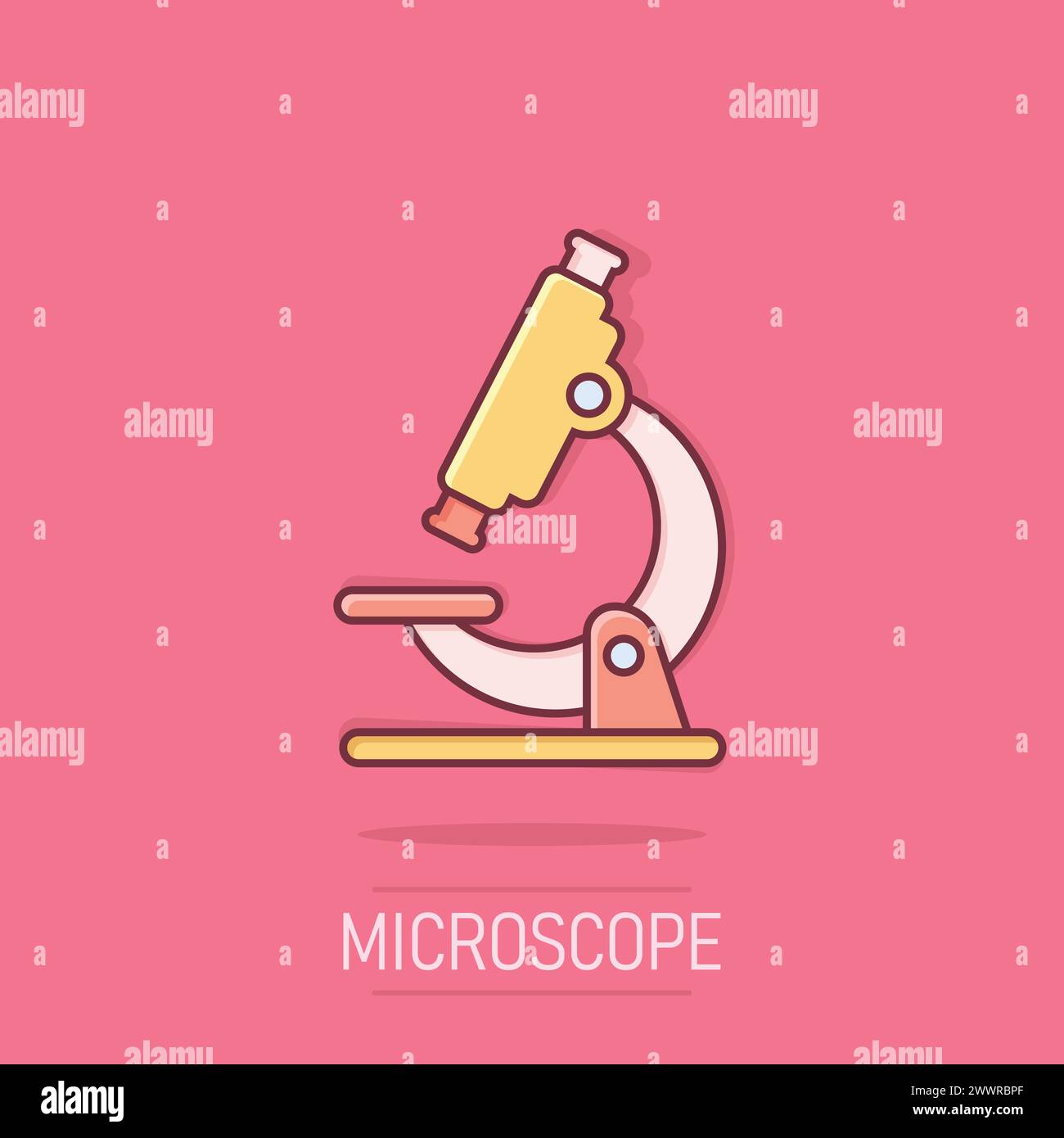 Microscope icon in comic style. Laboratory magnifier cartoon vector ...