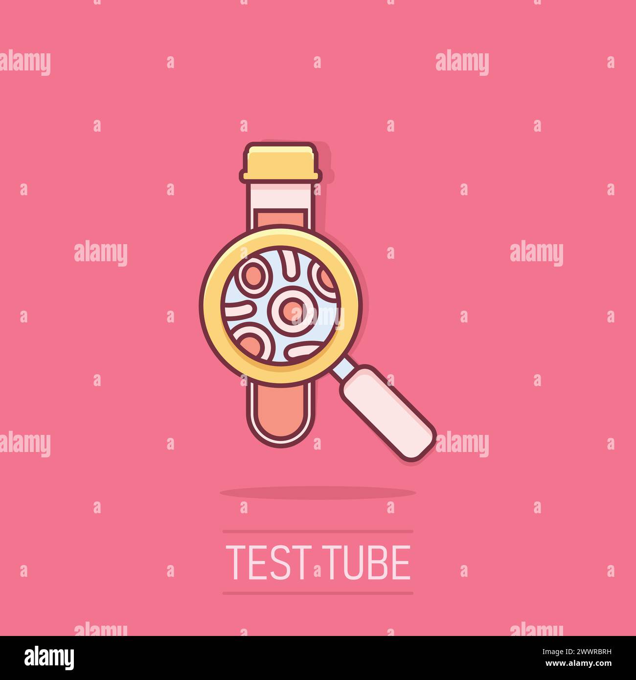 Blood test tube icon in comic style. Hematology cartoon vector ...