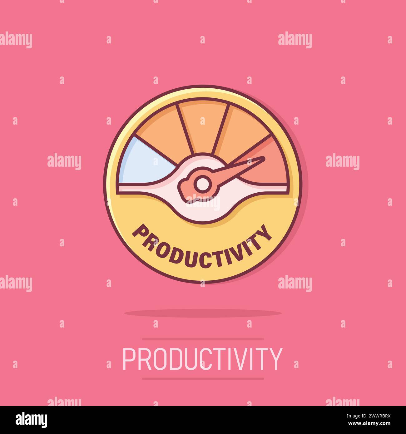 Productivity icon in comic style. Process strategy cartoon vector ...