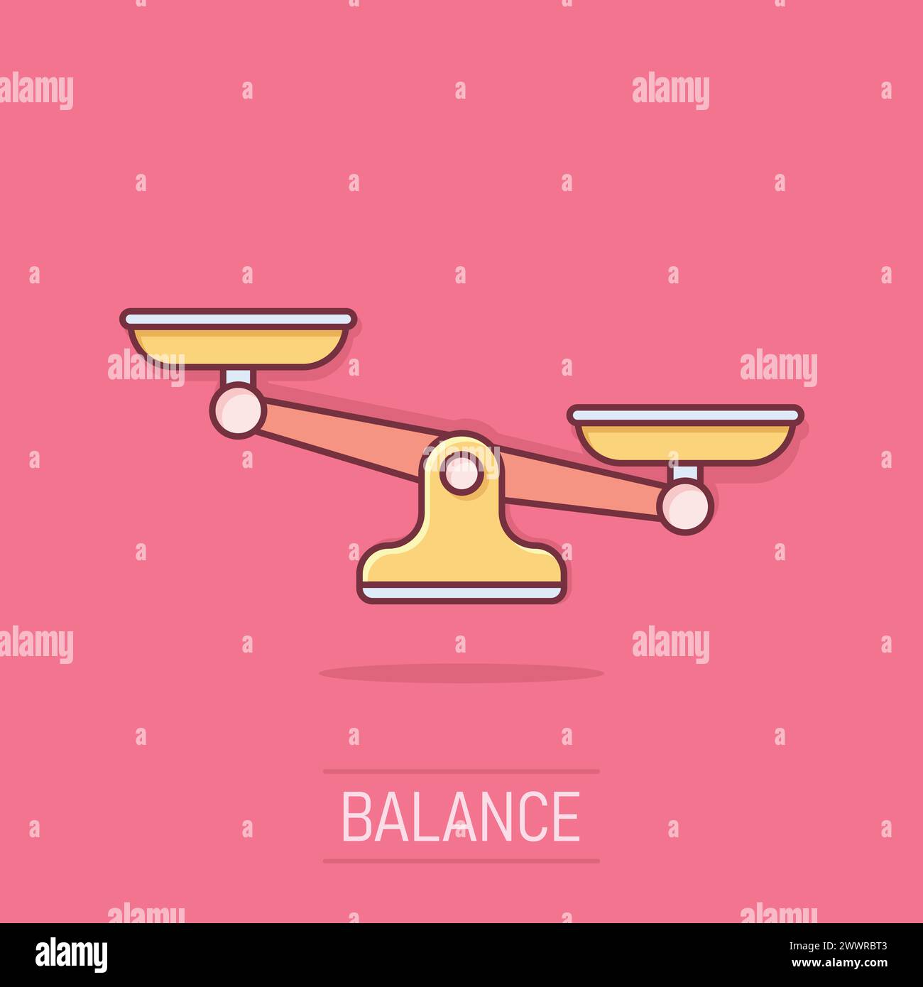 Scales icon in comic style. Libra cartoon vector illustration on ...