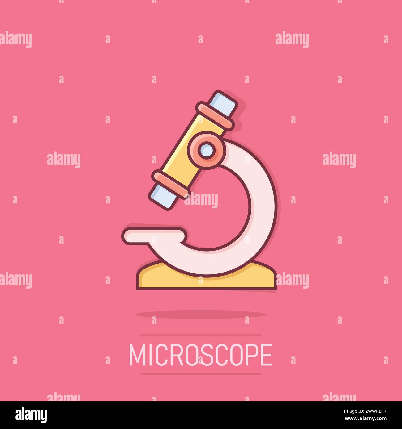 Microscope icon in comic style. Laboratory magnifier cartoon vector ...