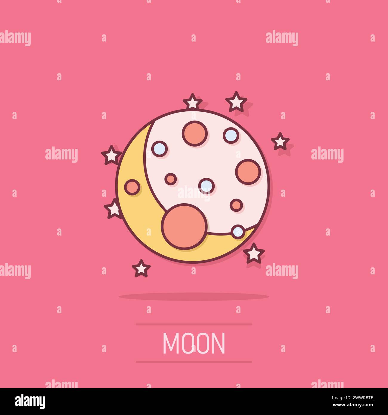 Planet in space in comic style. Moon and stars cartoon vector ...