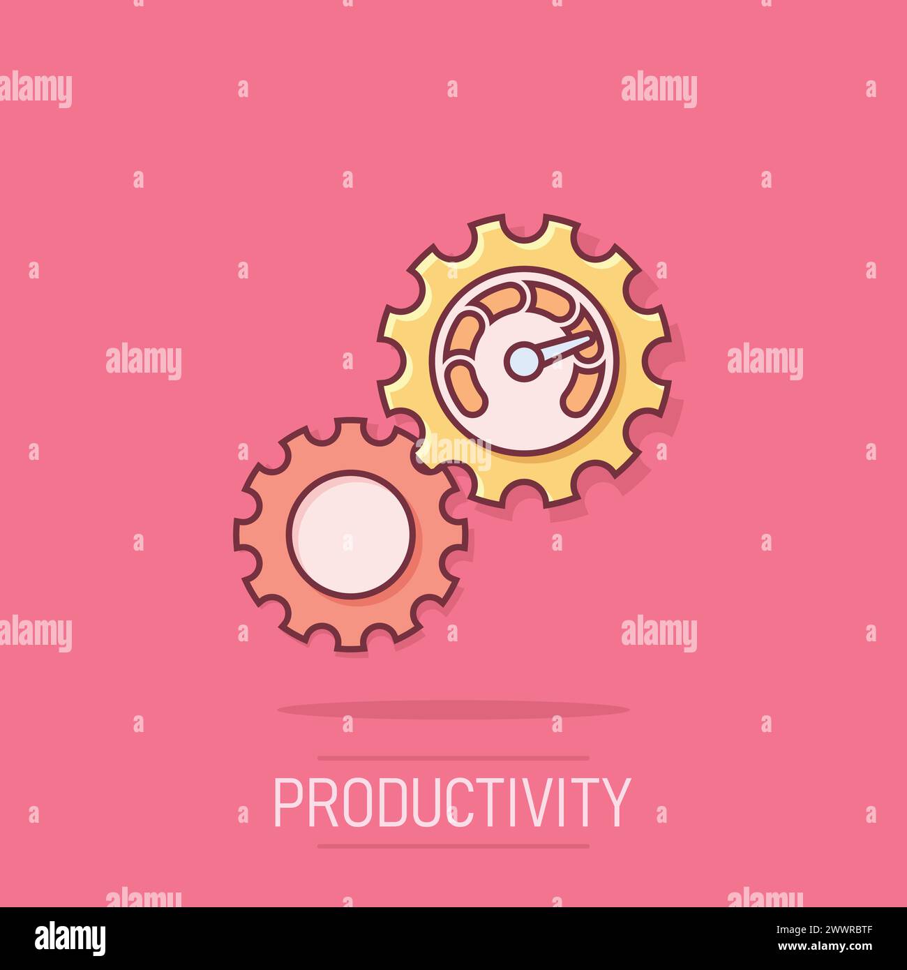 Productivity icon in comic style. Process strategy cartoon vector ...