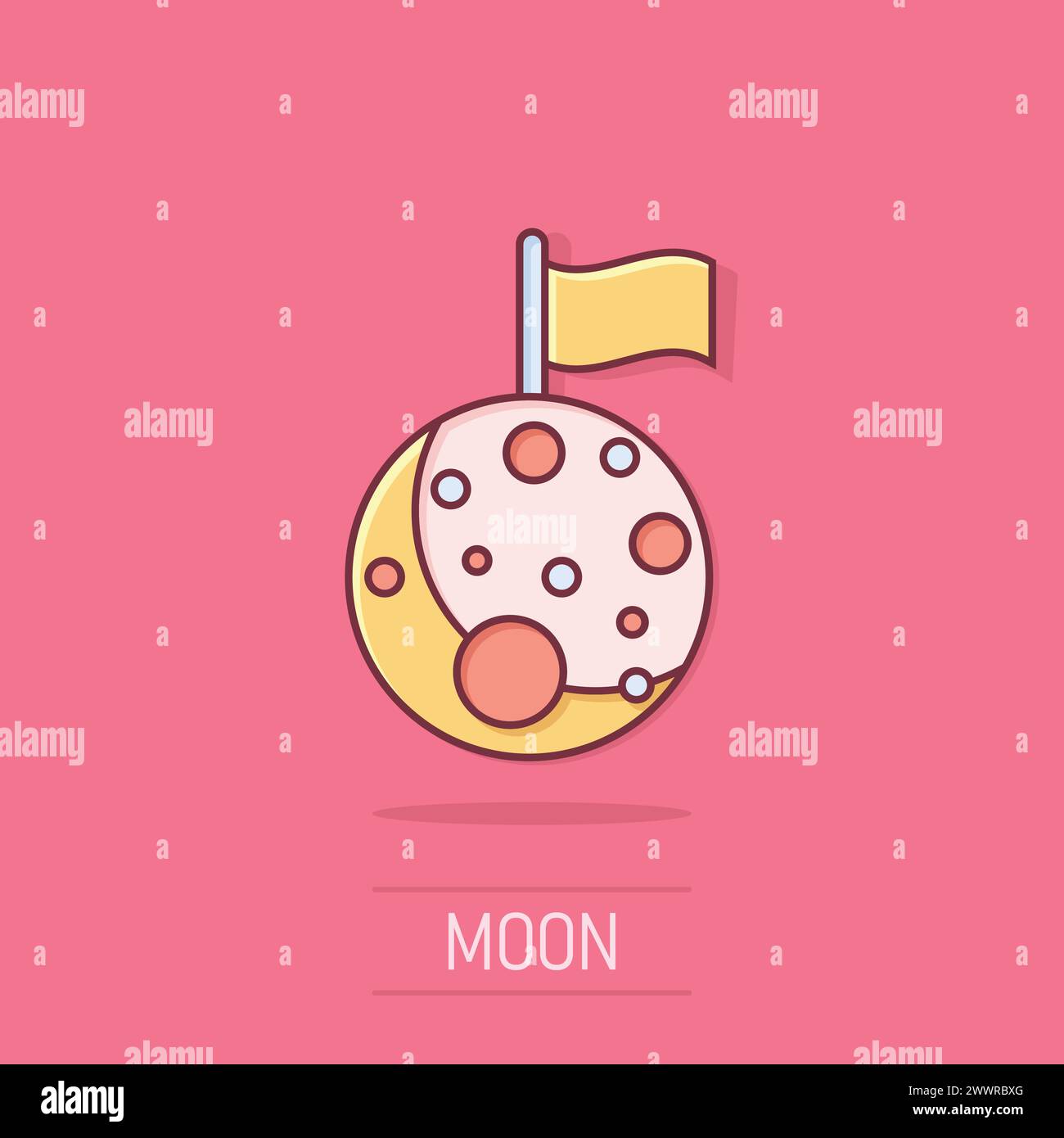 Planet in space in comic style. Moon and stars cartoon vector ...