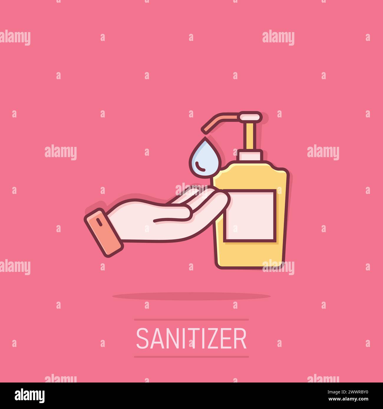 Hand sanitizer icon in comic style. Antiseptic bottle cartoon vector ...