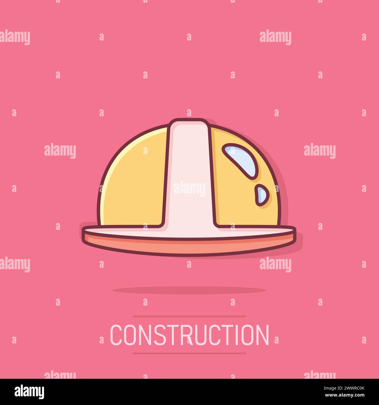 Construction helmet icon in comic style. Safety cap cartoon vector ...