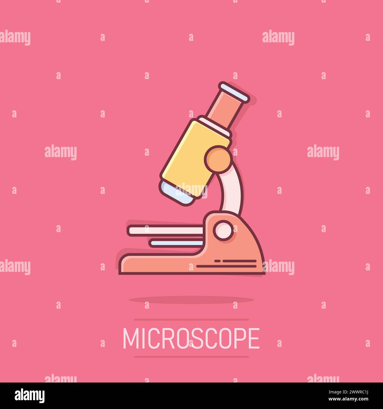 Microscope icon in comic style. Laboratory magnifier cartoon vector ...