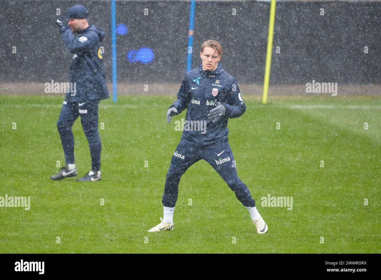 Oslo 20240325.Martin Odegaard during Monday's training before the private international match ...