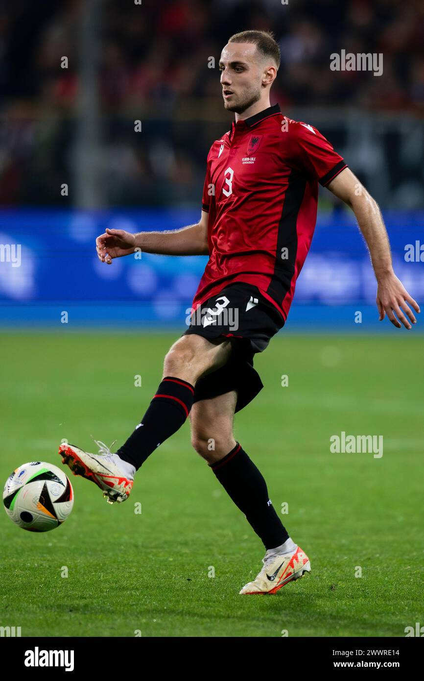 Parma, Italy. 22 March 2024. Mario Mitaj of Albania in action during ...