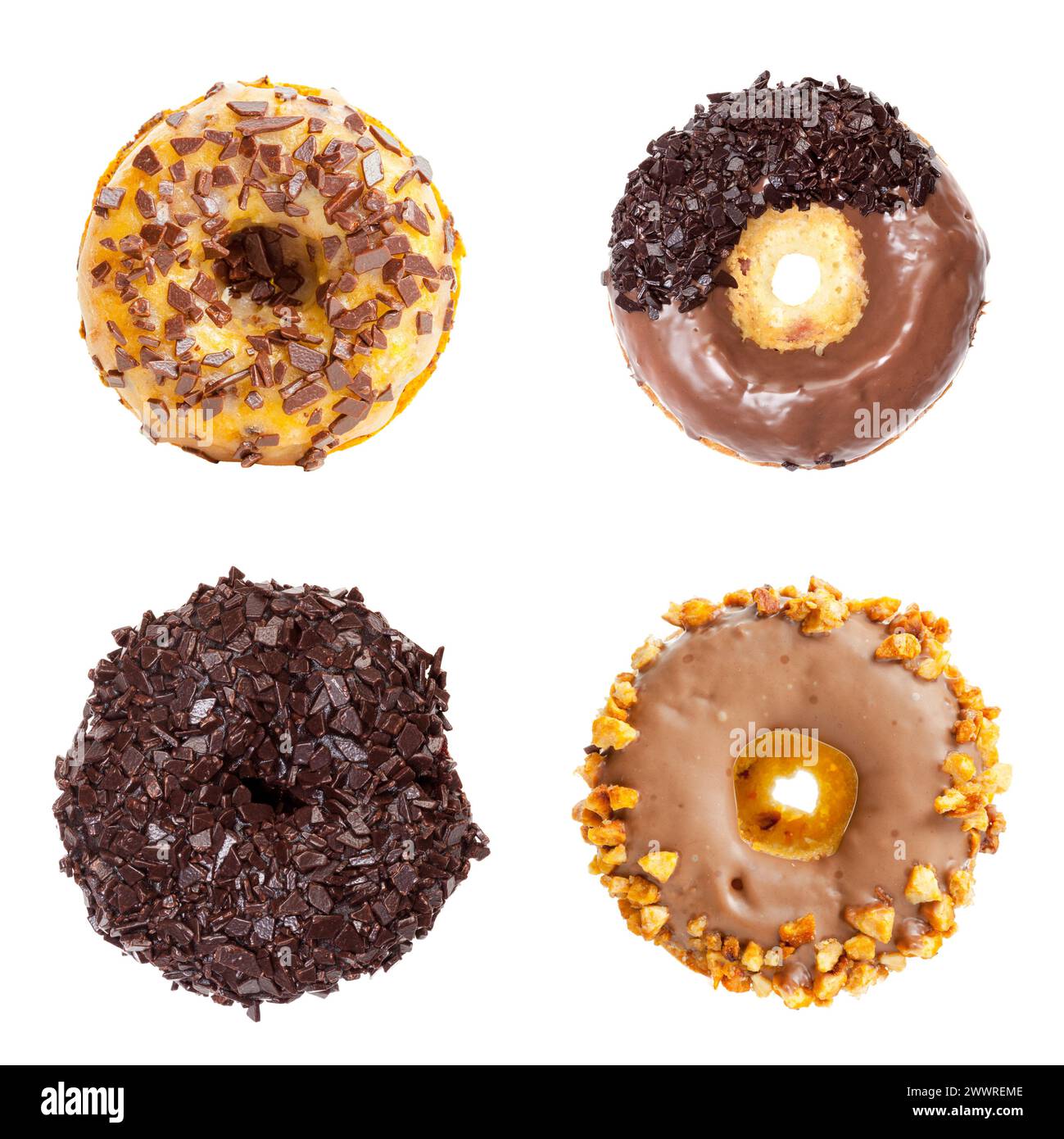 Delicious donuts collage, isolated on white Stock Photo - Alamy