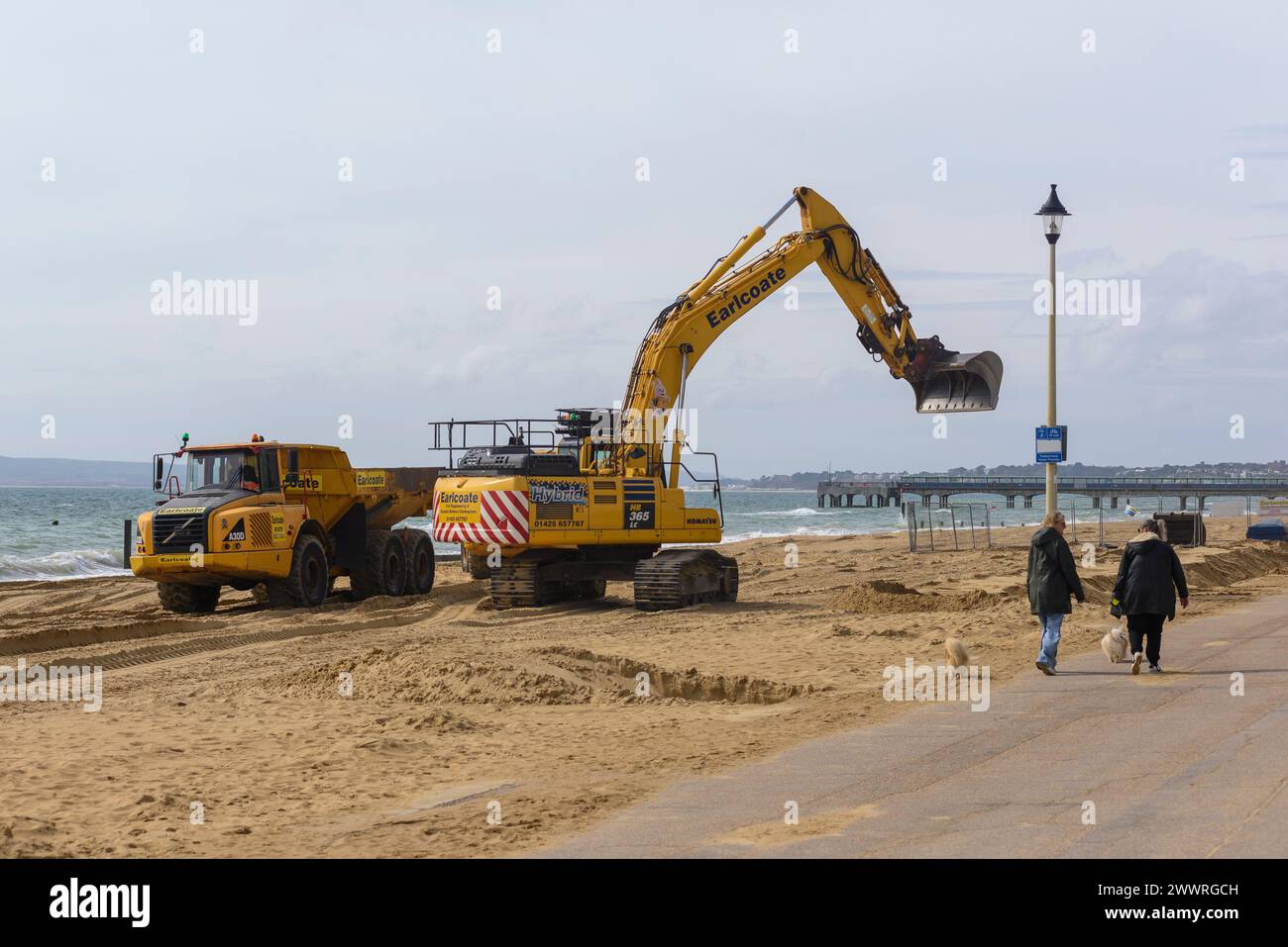 Construction vehicles on boscombe beach hi-res stock photography and ...