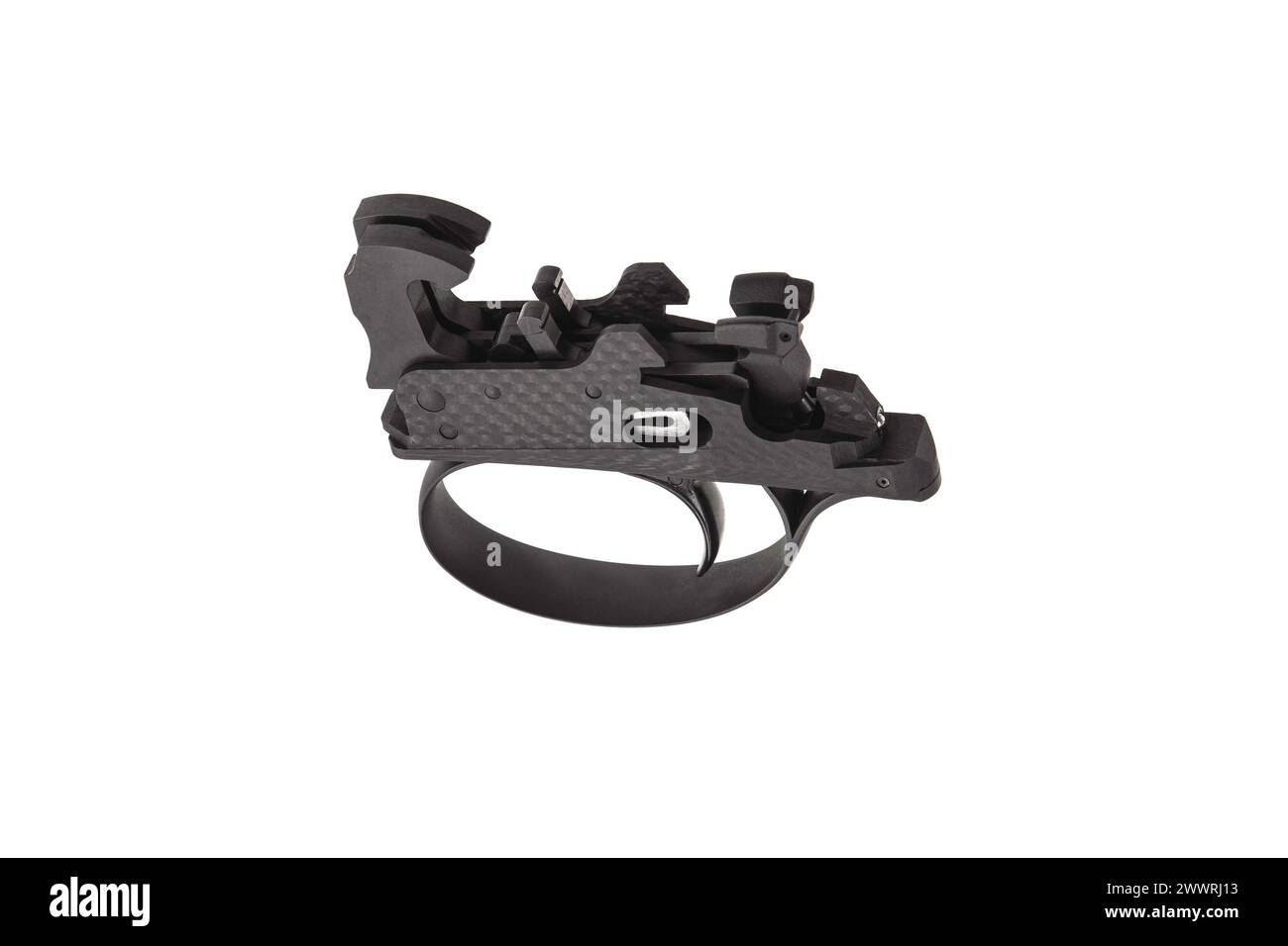 Shock trigger for shotgun isolate on white background. Gun trigger ...