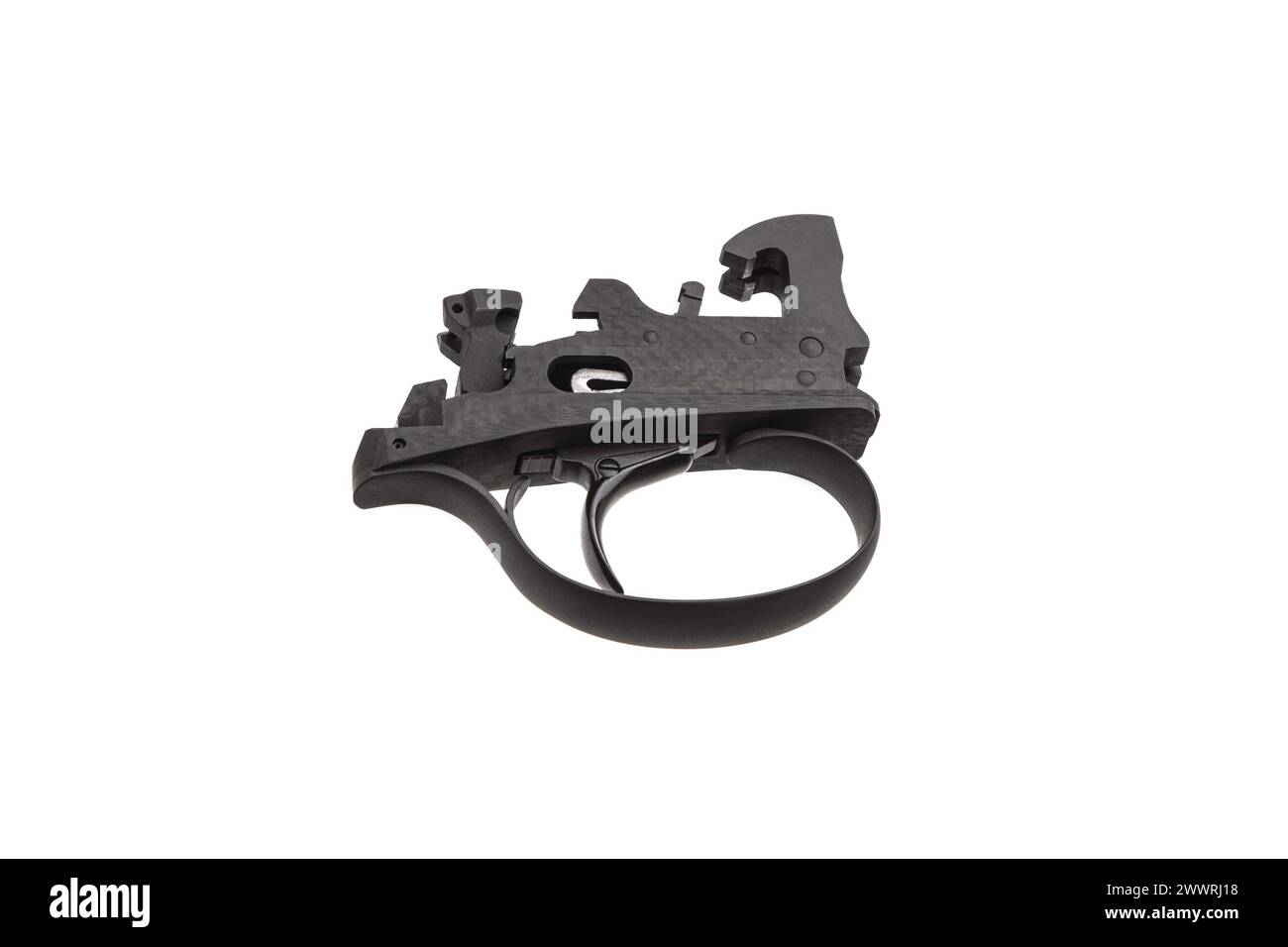 Shock trigger for shotgun isolate on white background. Gun trigger ...