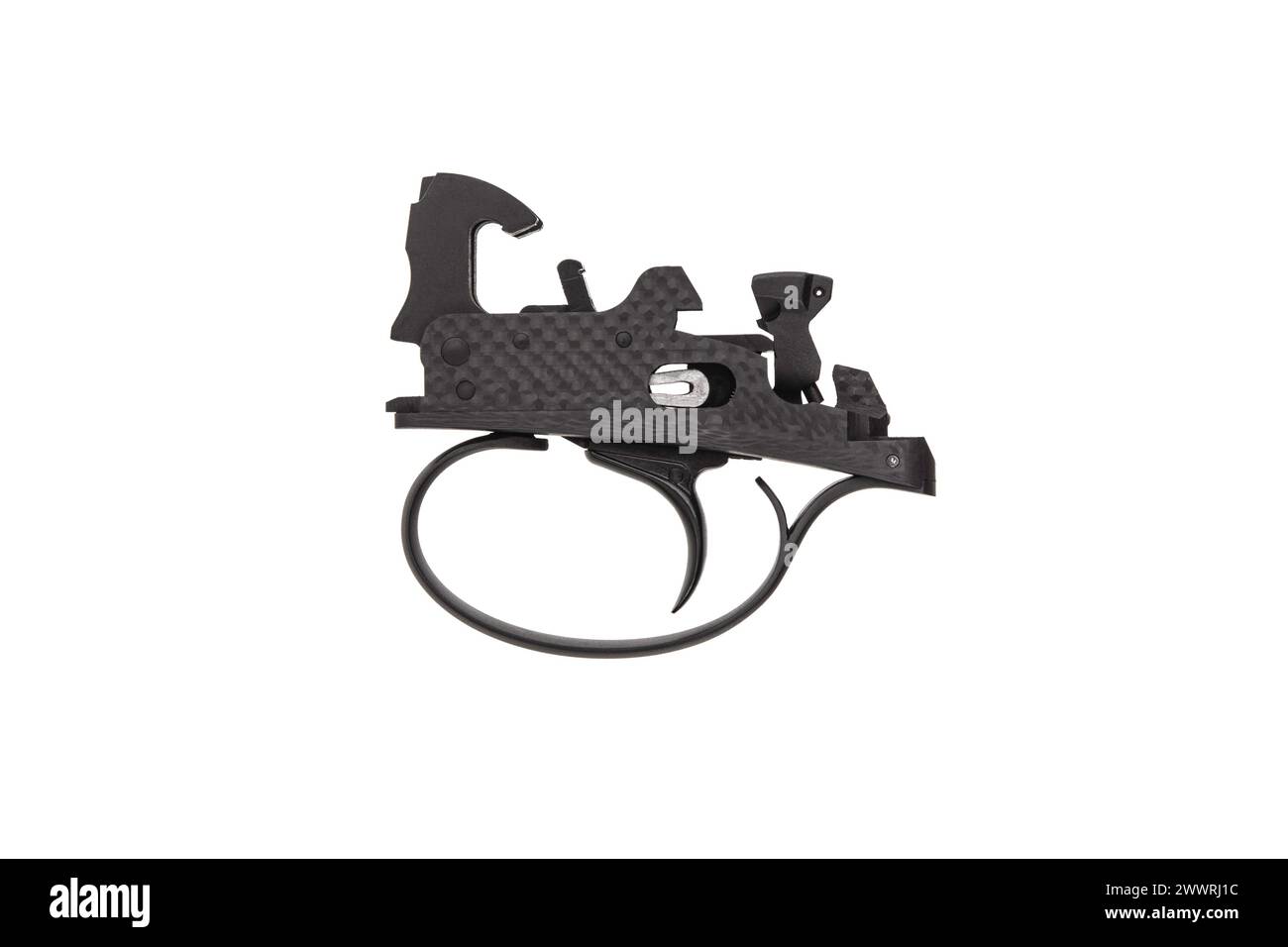 Shock trigger for shotgun isolate on white background. Gun trigger ...