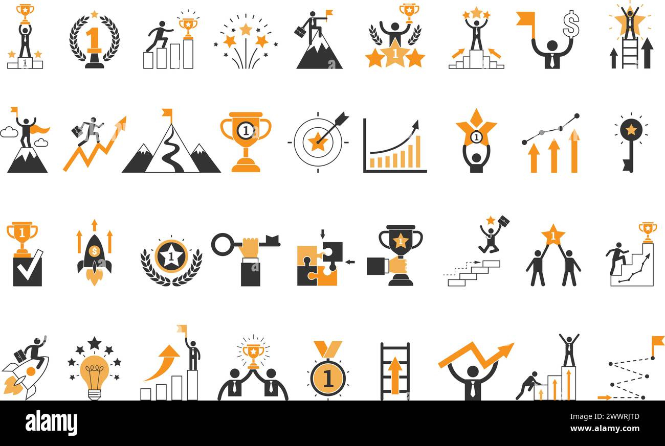 Success icon. Business illustrations of goal destination processes ...