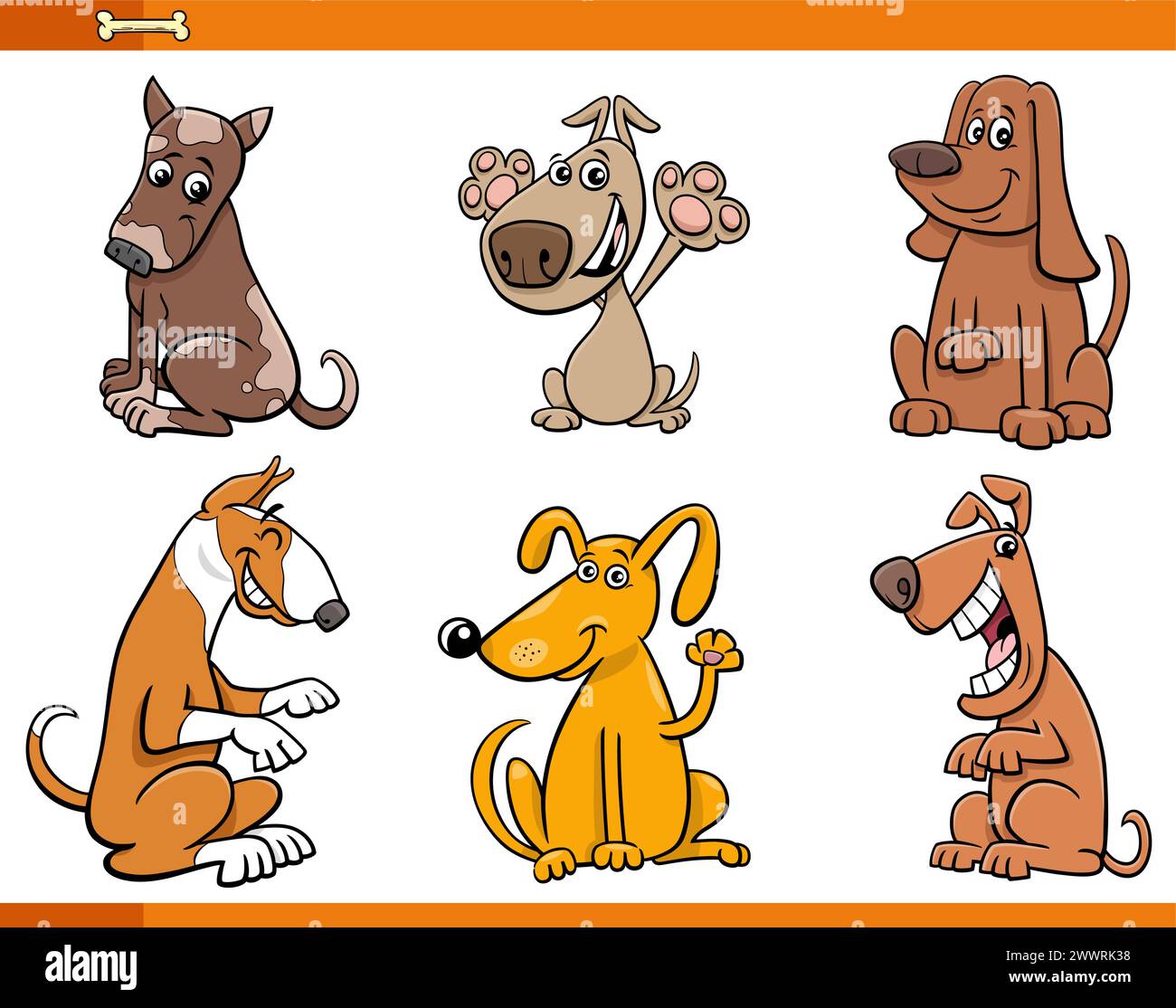 Cartoon illustration of funny dogs and puppies comic animal characters ...