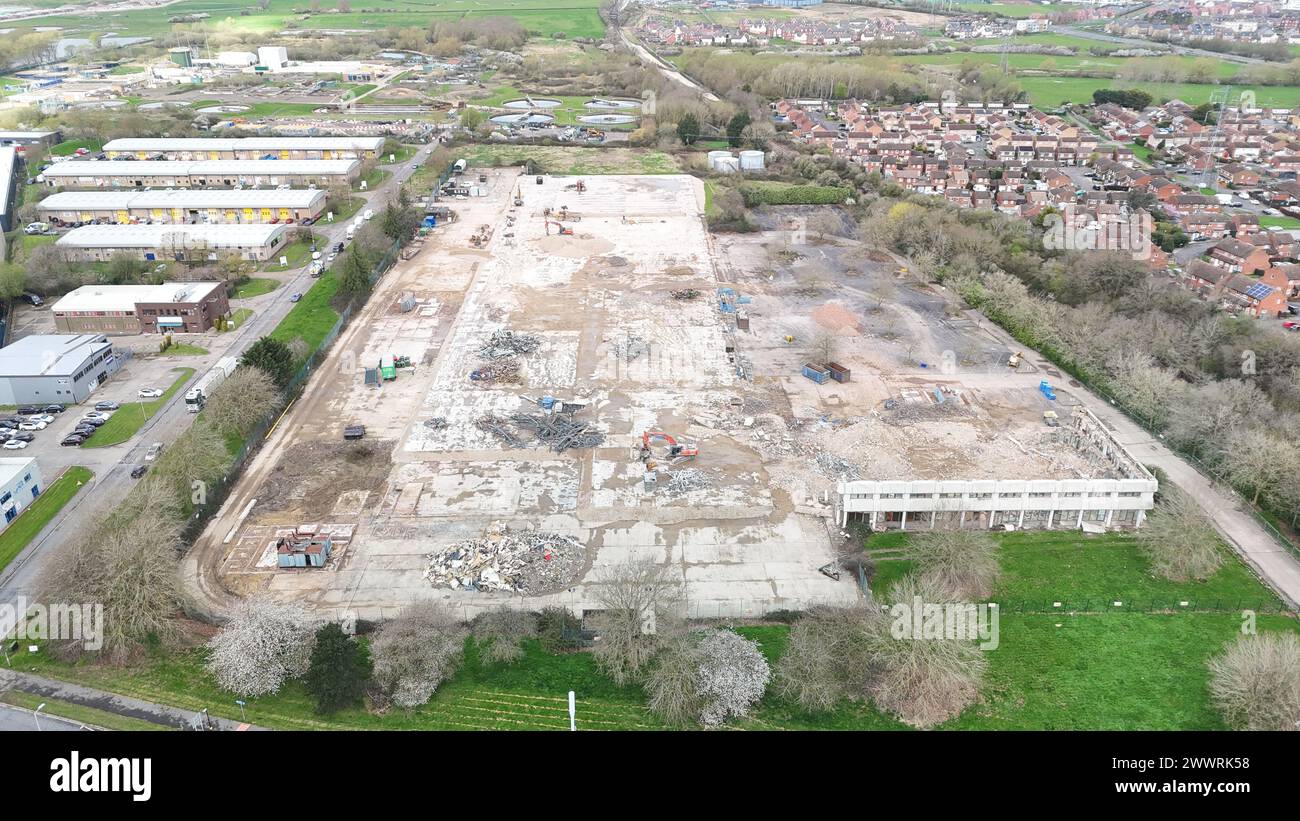 Aerial view of city with prominent industrial district Stock Photo - Alamy