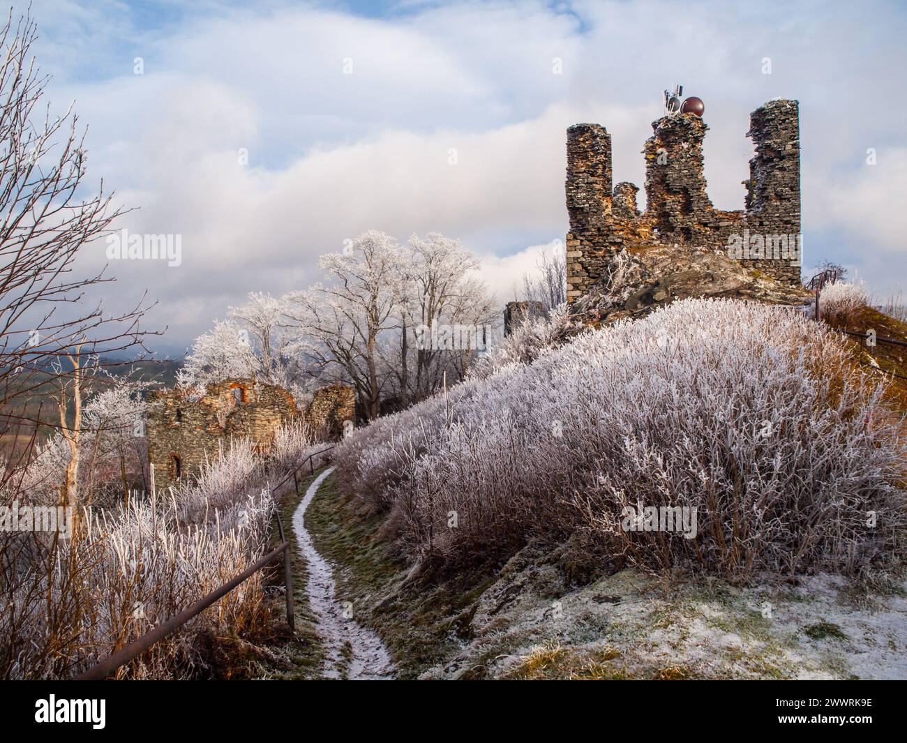 Castle ruins of Andelska Hora, aka Engelsburg, near Karlovy Vary, Czech ...