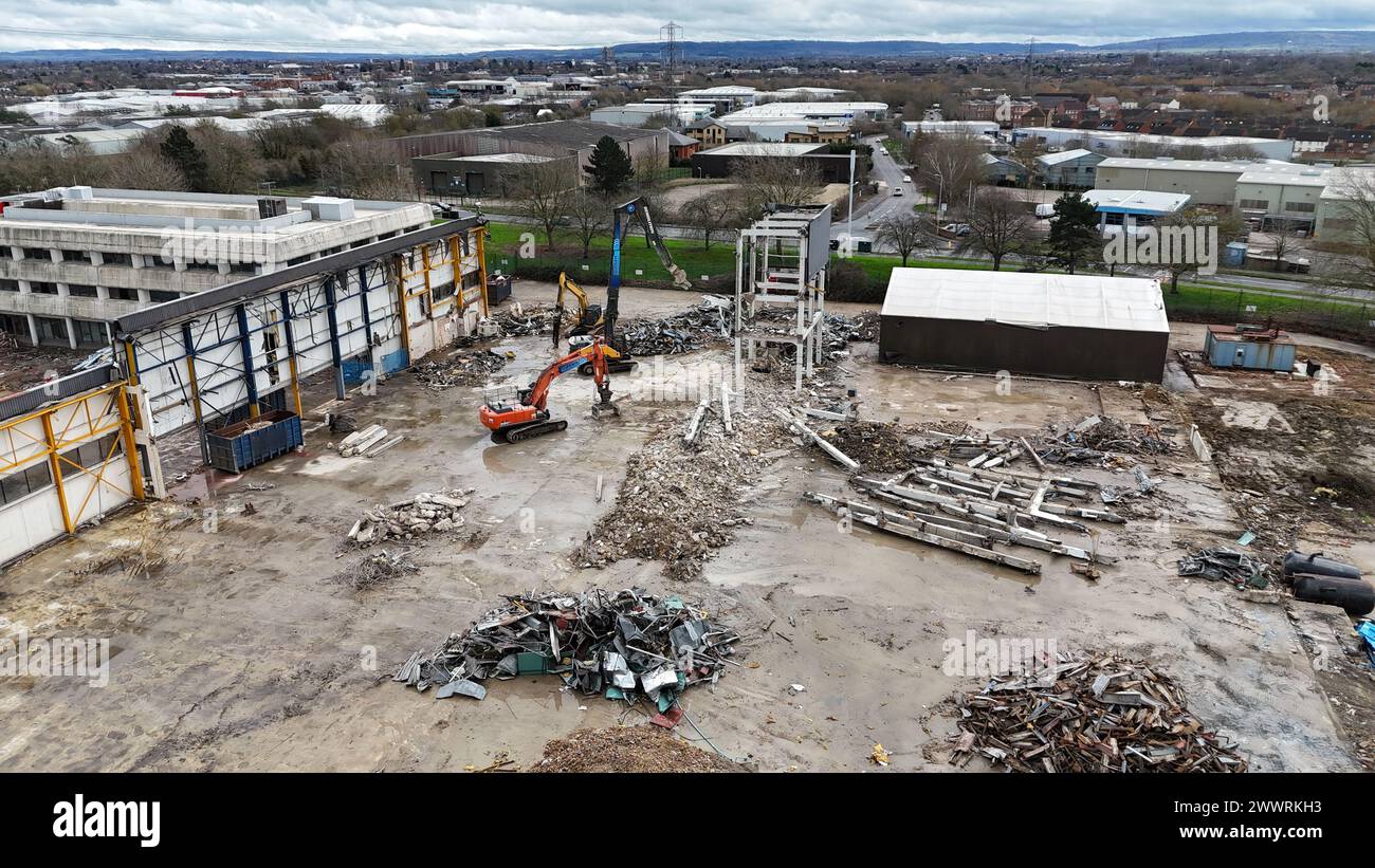 Building demolition near an industrial area using a crane Stock Photo ...