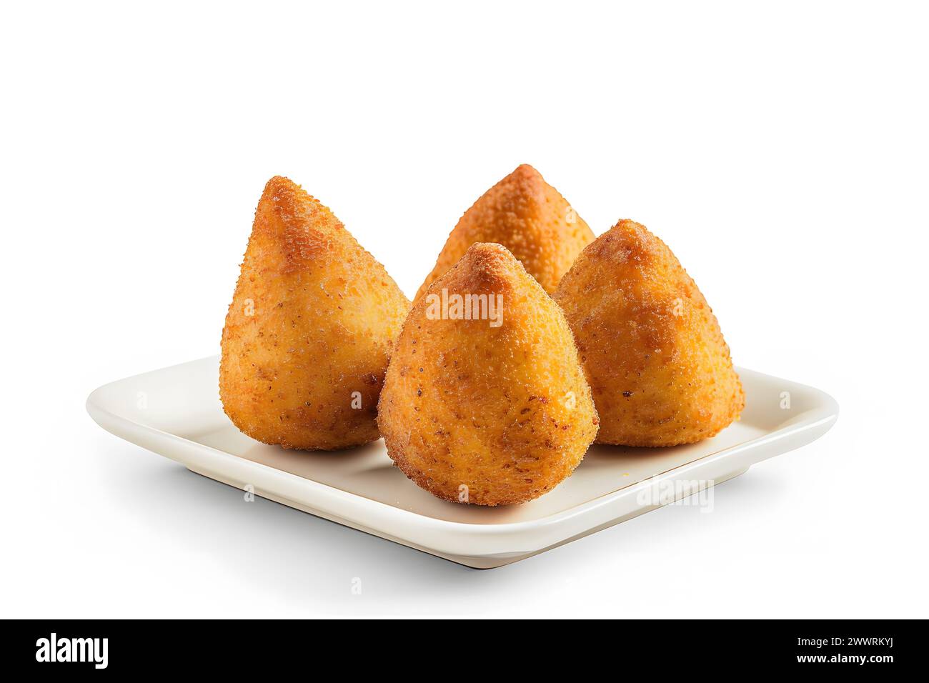 Fried potato triangles on a plate against a white background Stock ...