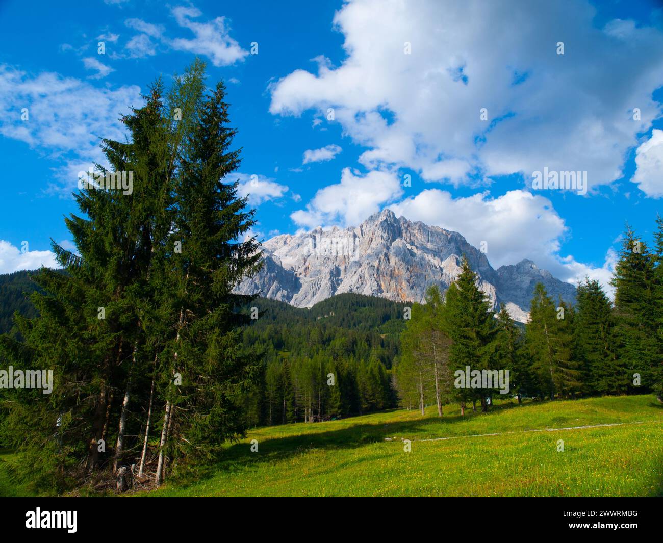 South face of the highest mountain in Germany, Zugspitze Stock Photo ...