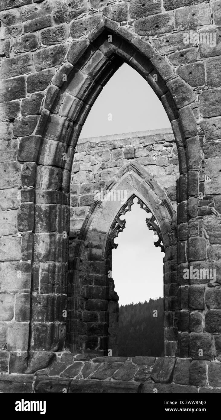 Gothic windows of Oybin castle (Saxony, Germany Stock Photo - Alamy