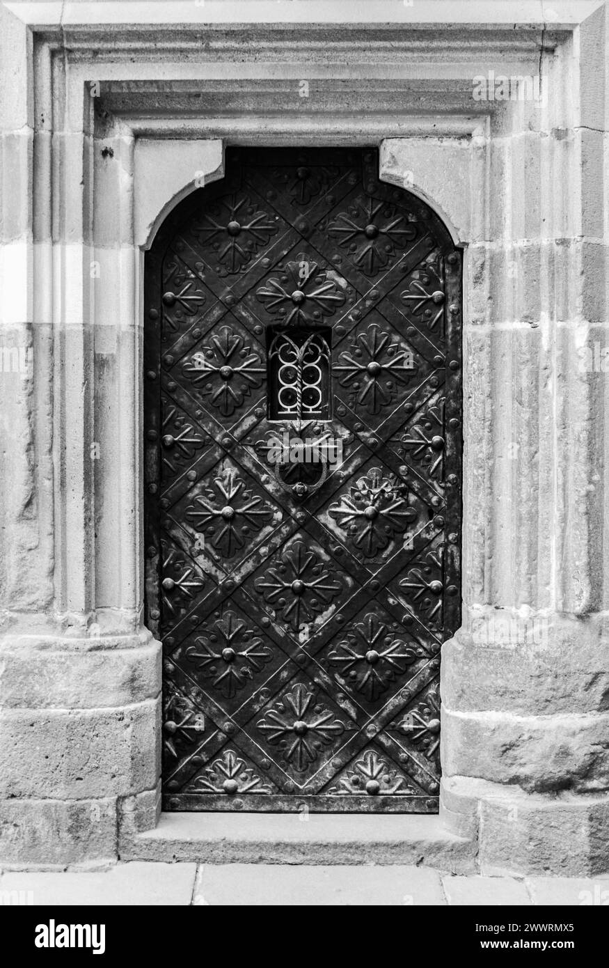 White wood front door Black and White Stock Photos & Images - Alamy