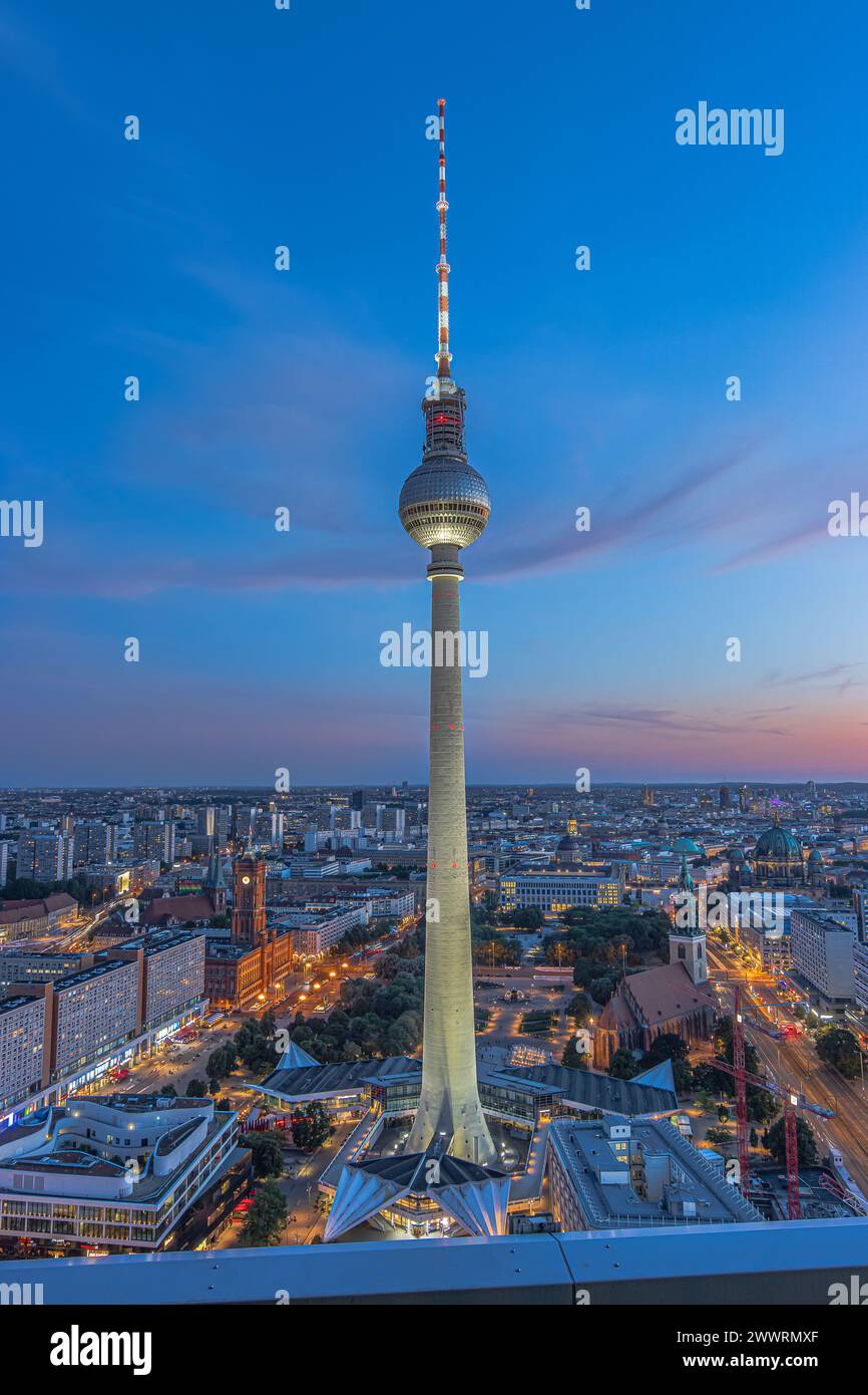 Television tower in the capital of Germany. View from the high-rise on Alexanderplatz in the ...
