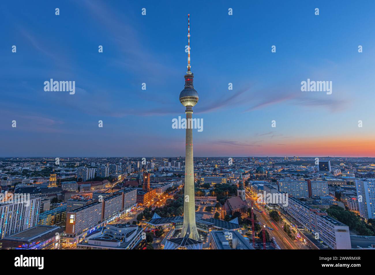 Aerial view of fernsehturm berlin and alexanderplatz hi-res stock photography and images - Alamy