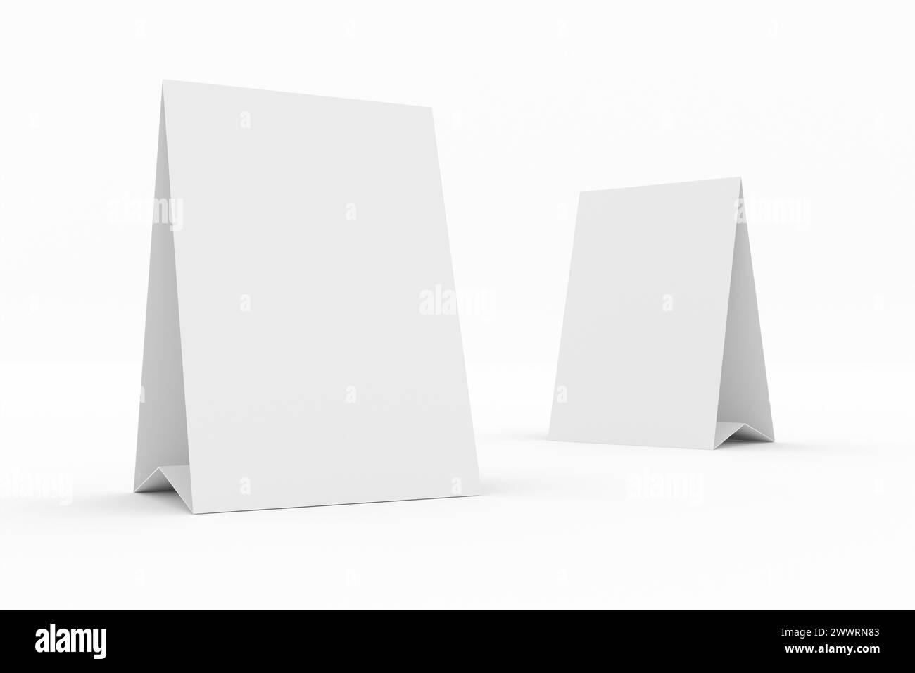 Mockup Two Tent Card on White Background - 3D Illustration Stock Photo ...