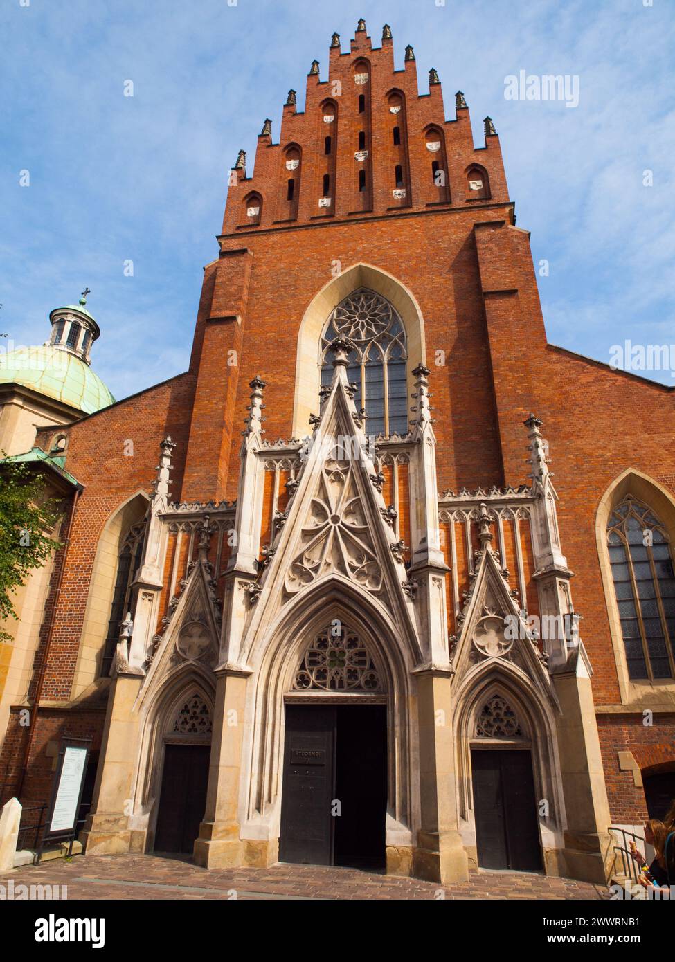 Front view of Dominican Church of Holy Trinity in Krakow (Poland Stock ...