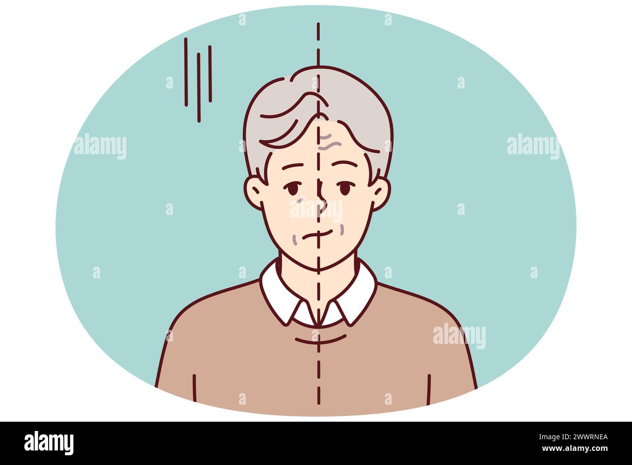 Lonely man smiling and sad at same time experiencing psychological ...