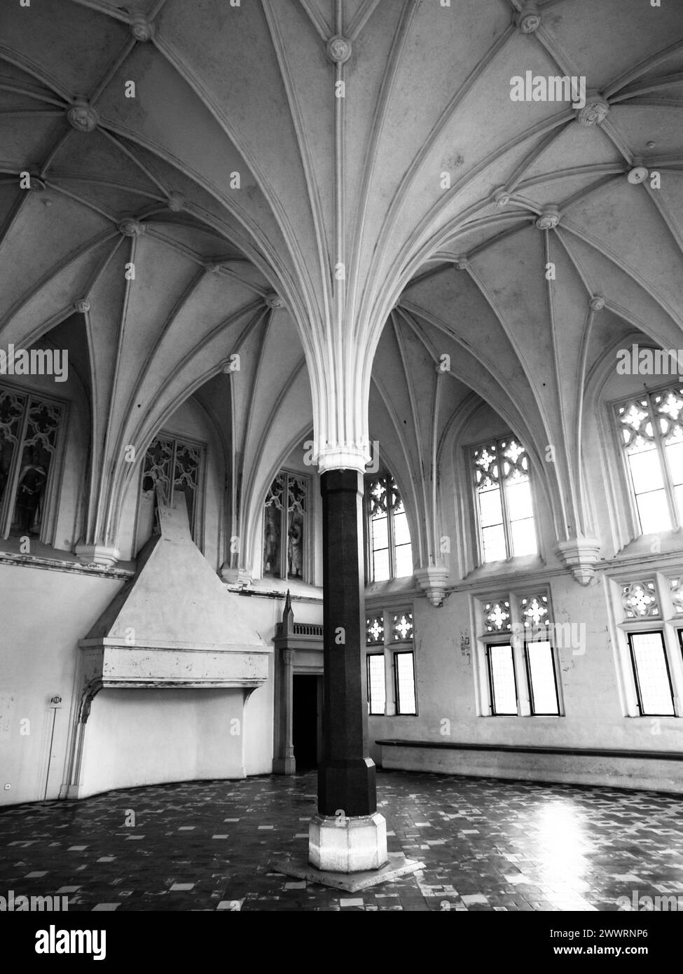 Interior of Malbork Castle, aka Marienburg, central pillar and radial ...
