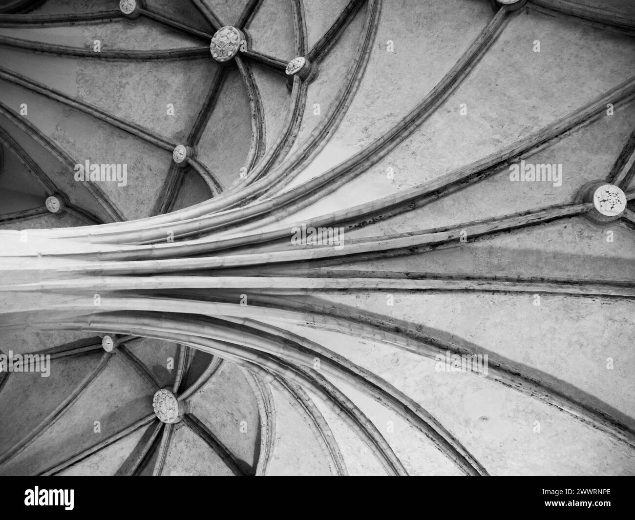 Gothic rib vault ceiling, architectural feature detail. Black and white image Stock Photo - Alamy