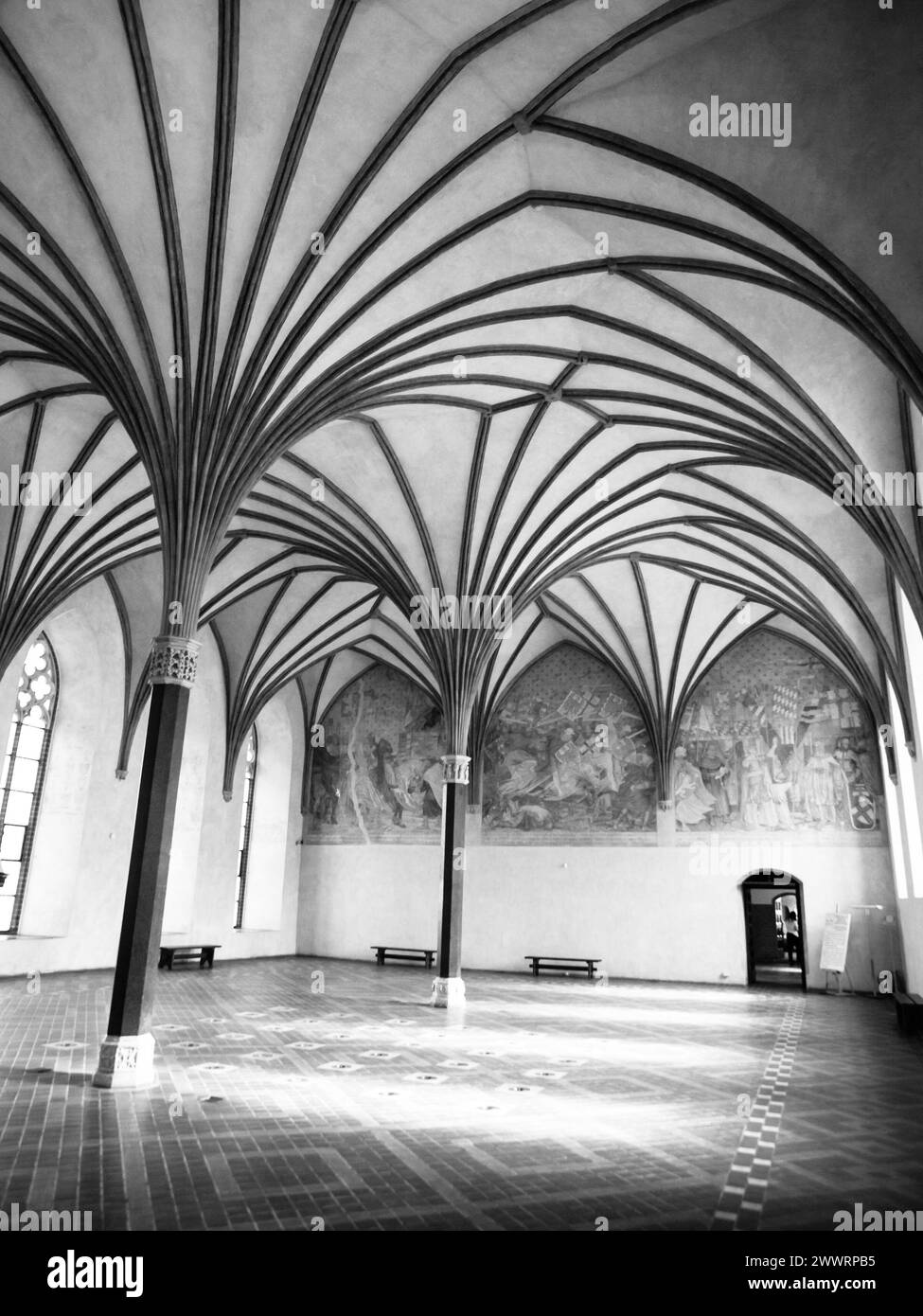 The Grand Refectory, the biggest hall in Malbork Castle with beautiful ...