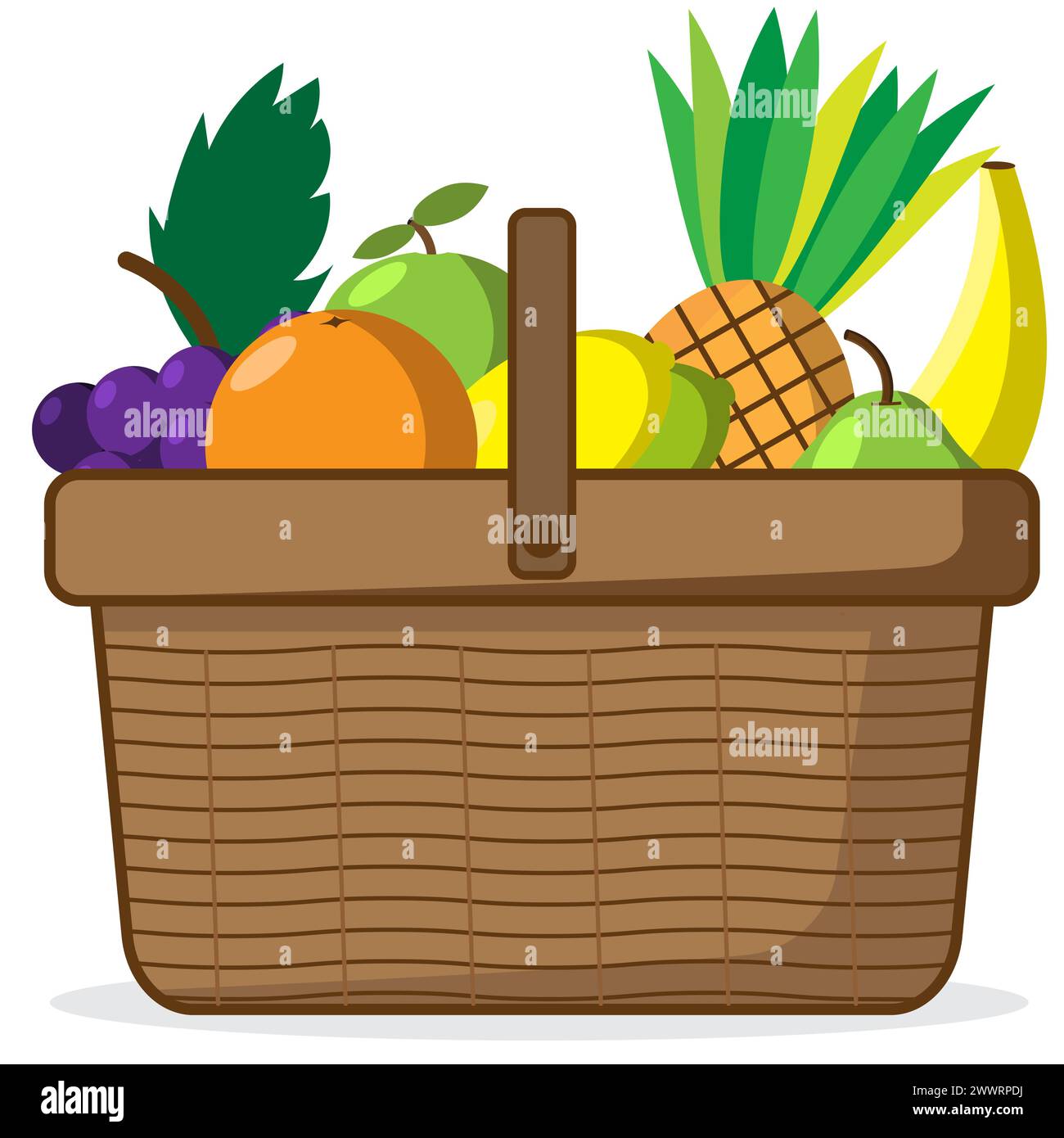 Fresh fruit basket vector Cut Out Stock Images & Pictures - Alamy