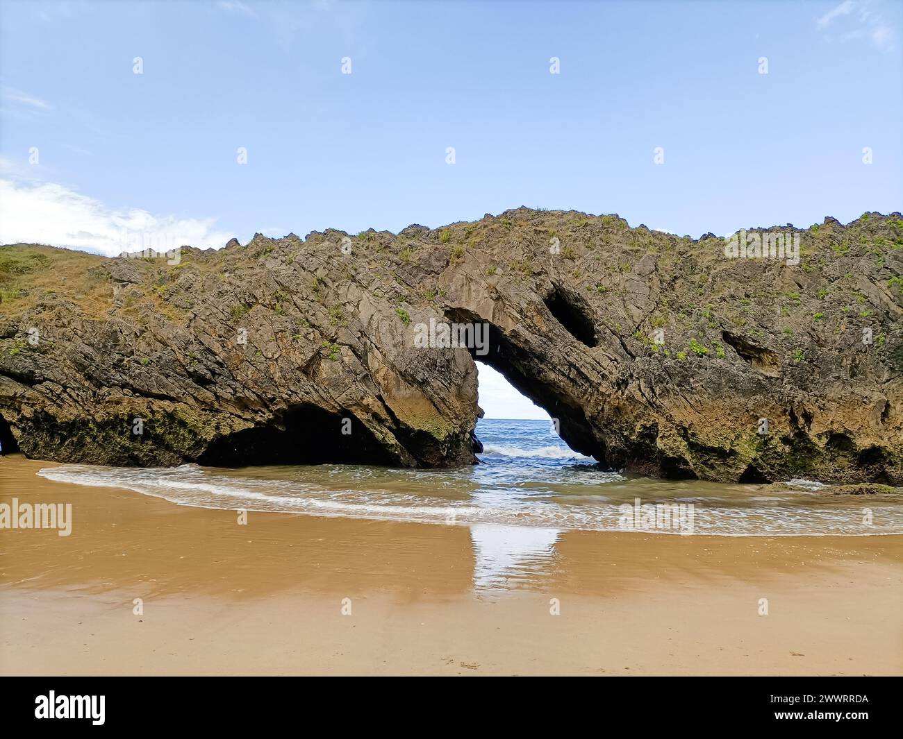 Rock formation in San Antolin beach, Spain. Spanish landscape Stock ...