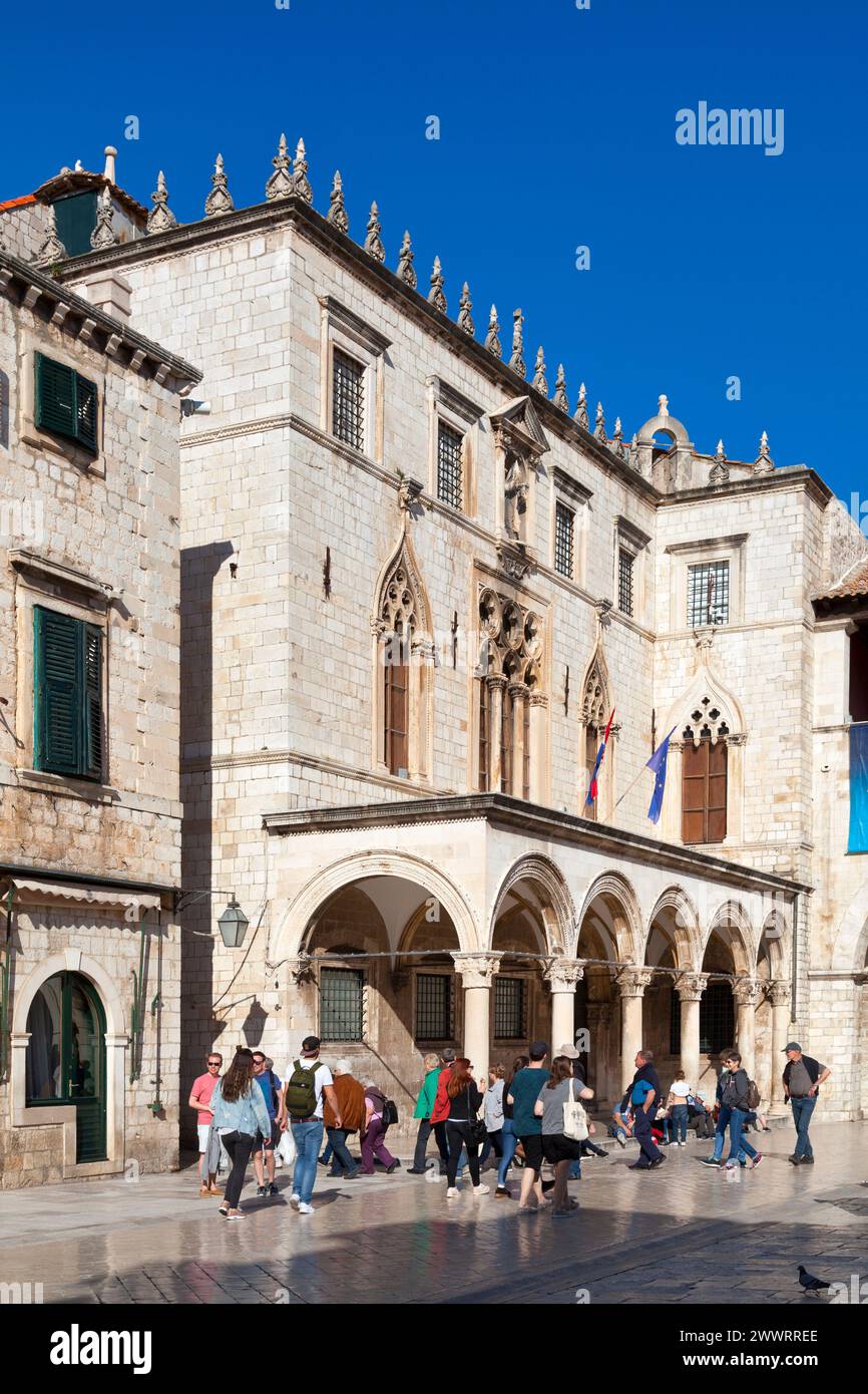 Dubrovnik, Croatia - April 19 2019: The Sponza Palace (Croatian: Palača ...