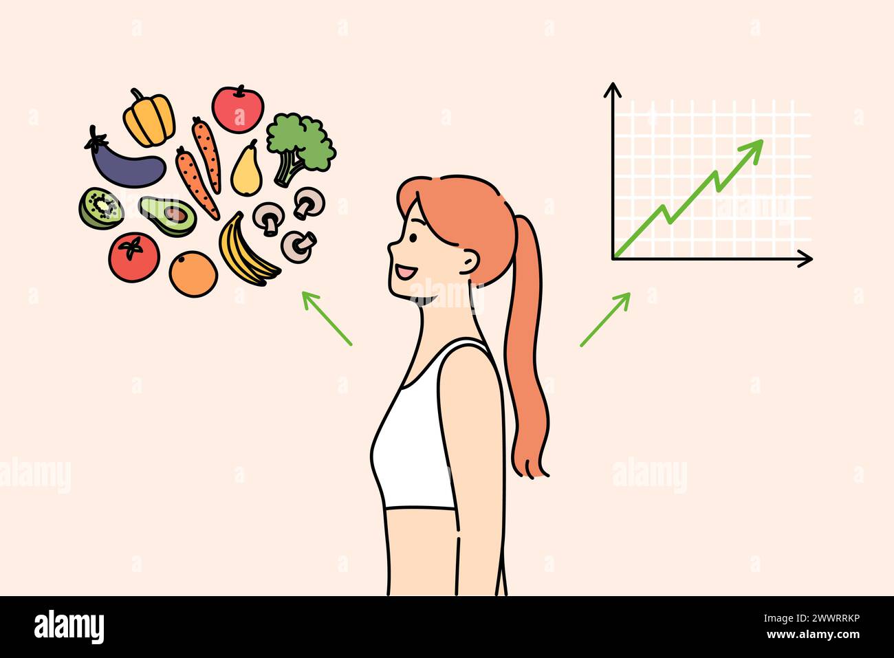 Woman switched to balanced diet feels improved immunity, stands near ...