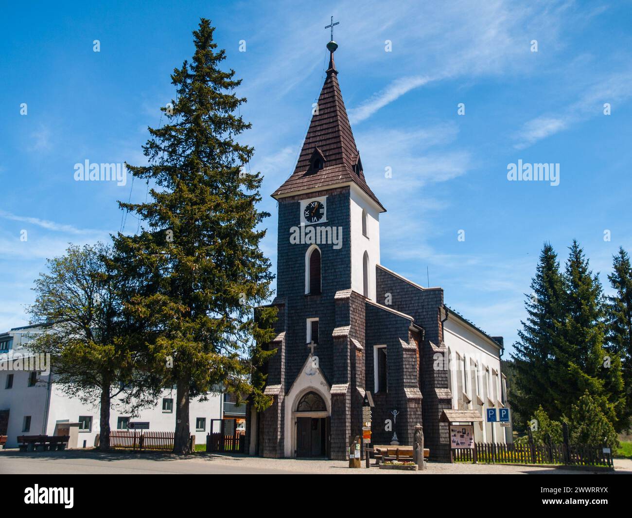 Mountain Church of Saint Stephen in Kvilda village, Sumava Mountains ...