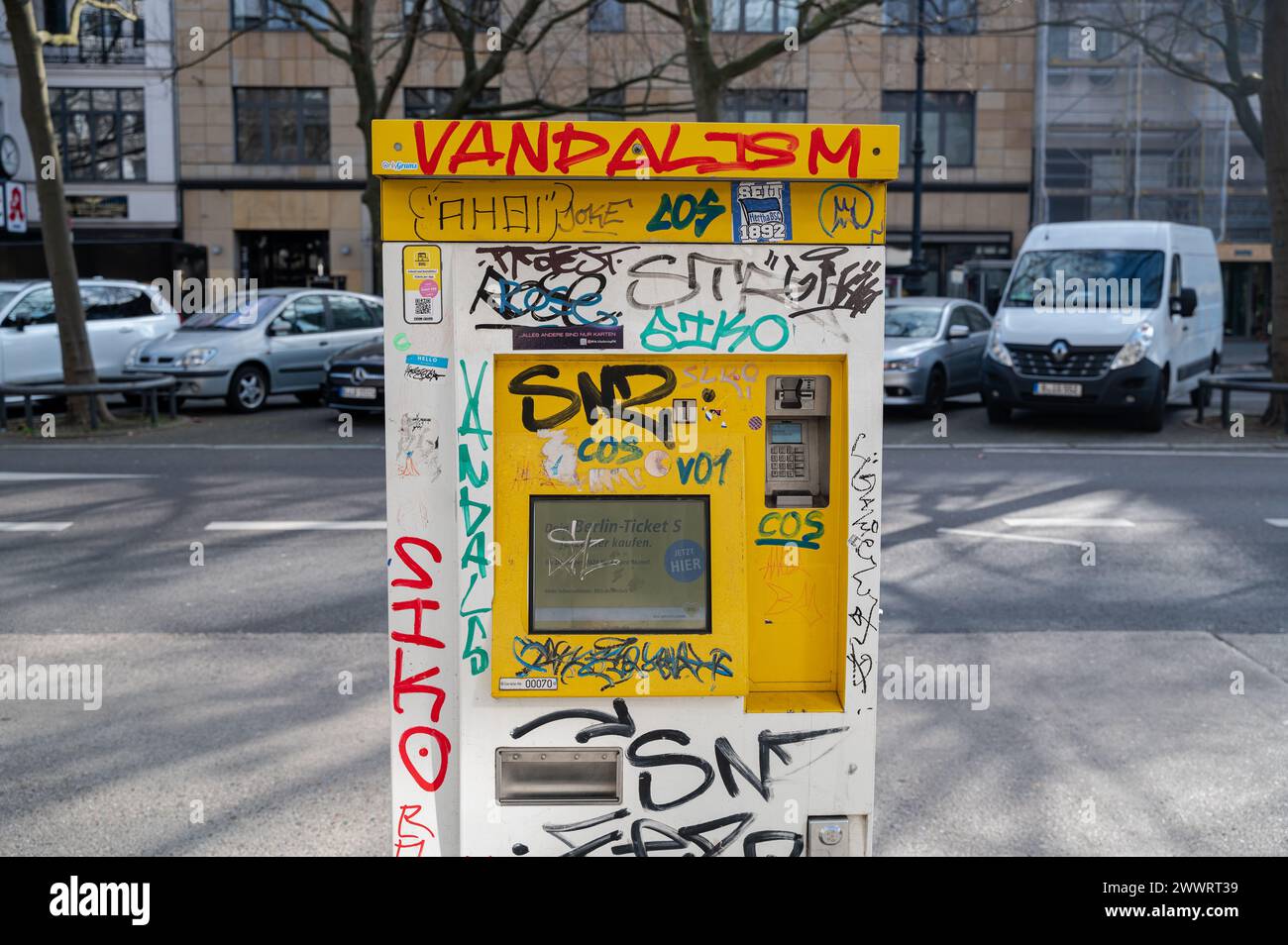 05.03.2024, Berlin, Germany, Europe - Graffiti-like scribble and ...